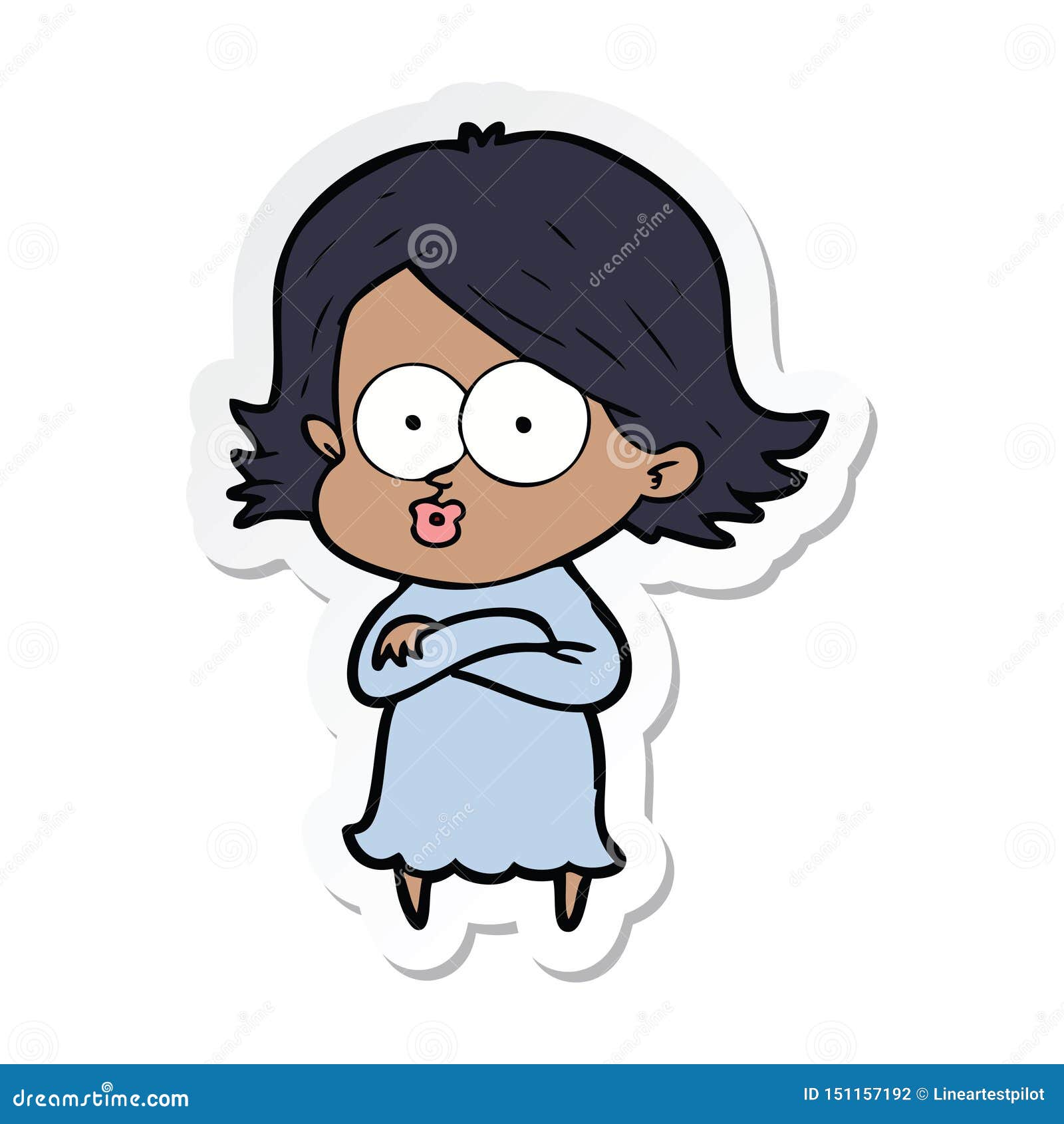 A Creative Sticker of a Cartoon Girl Pouting Stock Vector ...