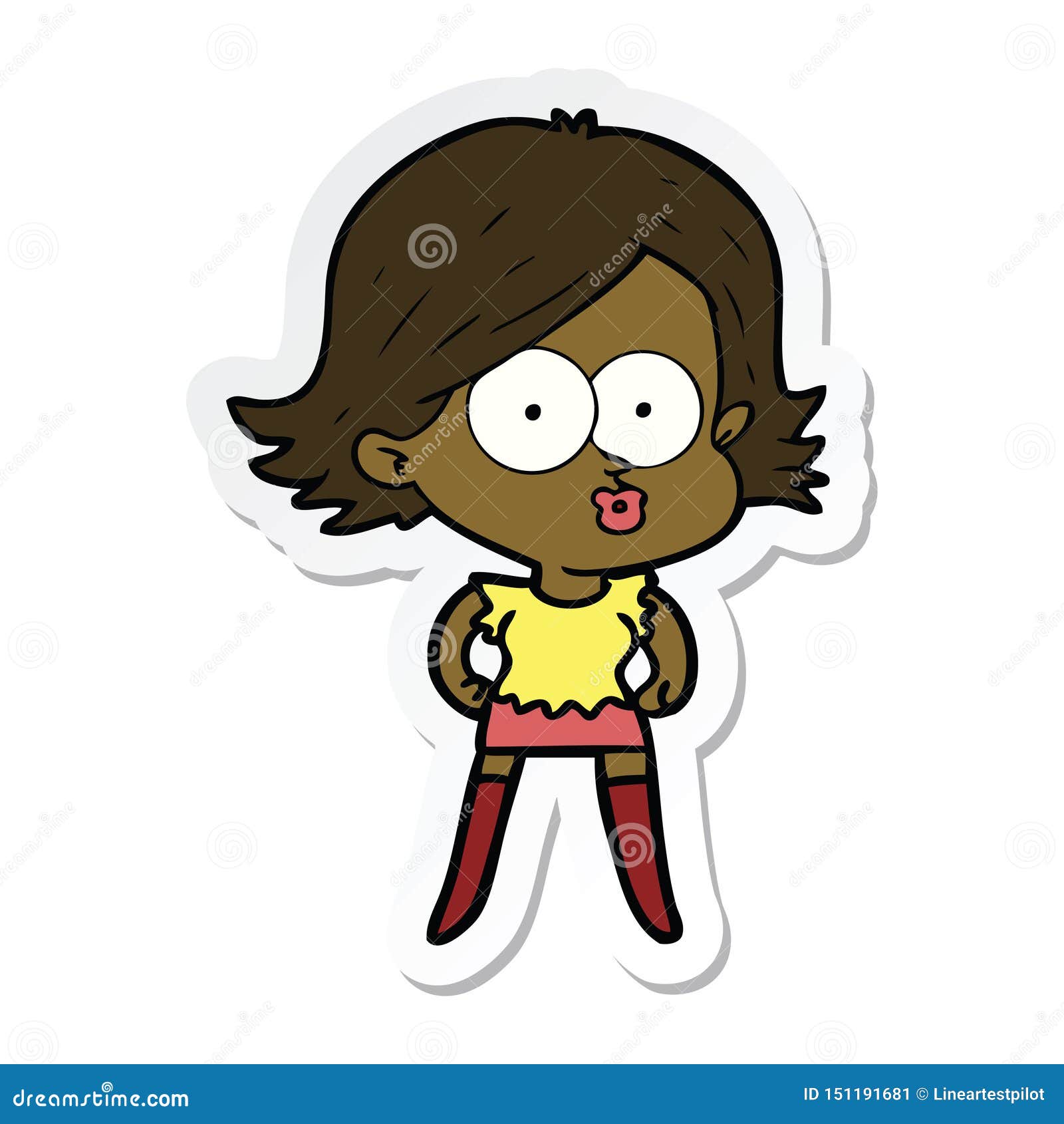 A Creative Sticker of a Cartoon Girl Pouting Stock Vector ...