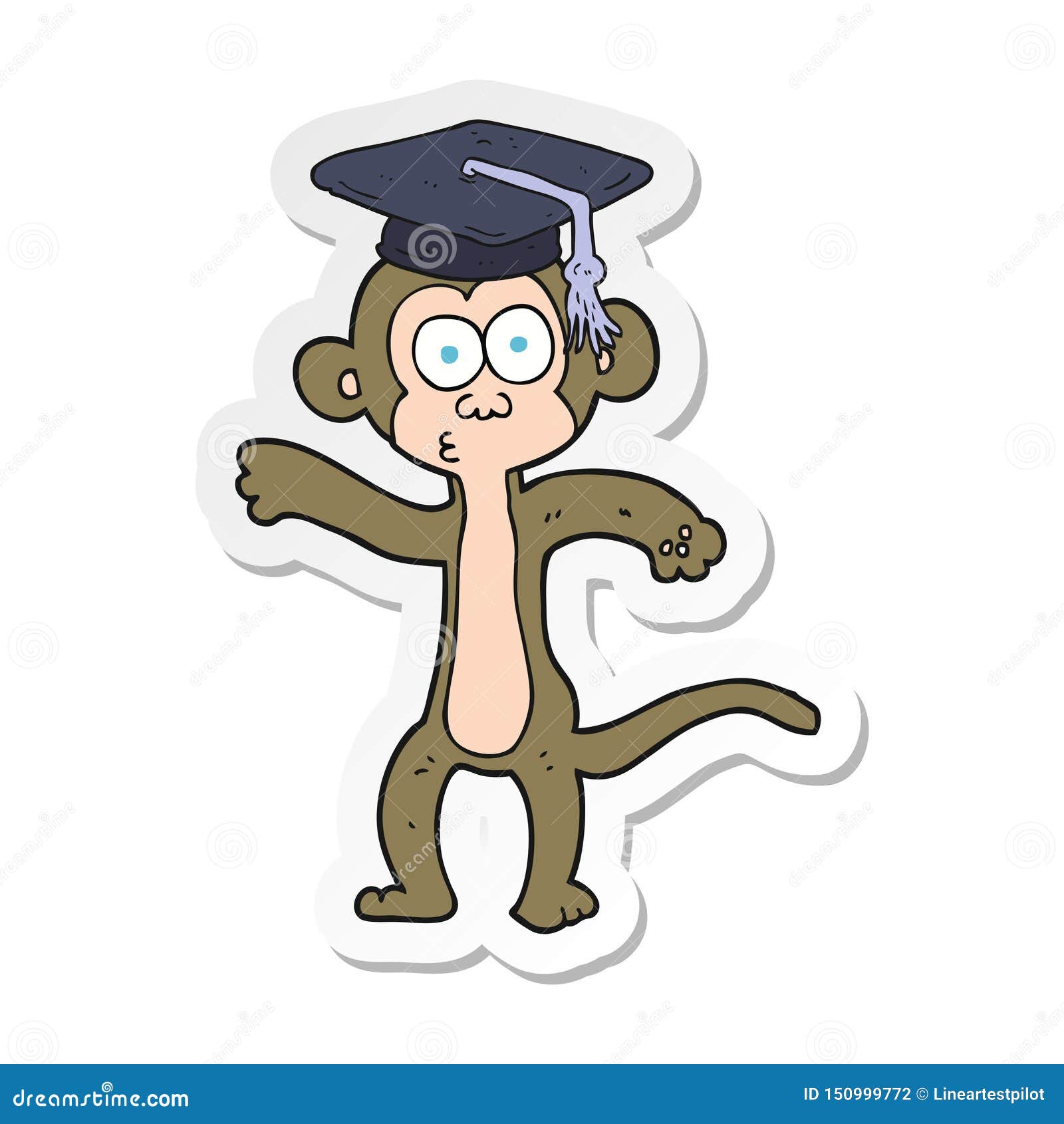 A Creative Sticker of a Cartoon Graduate Monkey Stock Vector ...