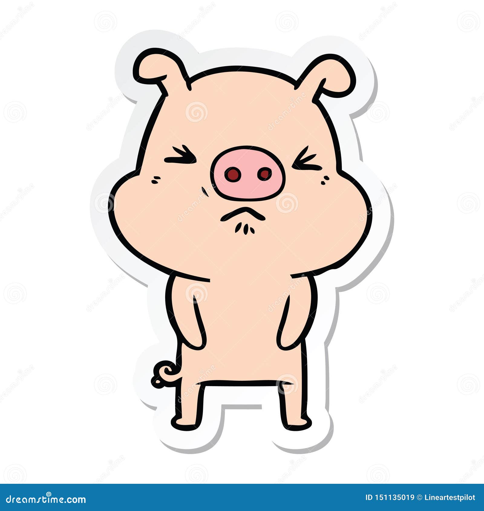 A Creative Sticker of a Cartoon Grumpy Pig Stock Vector - Illustration ...