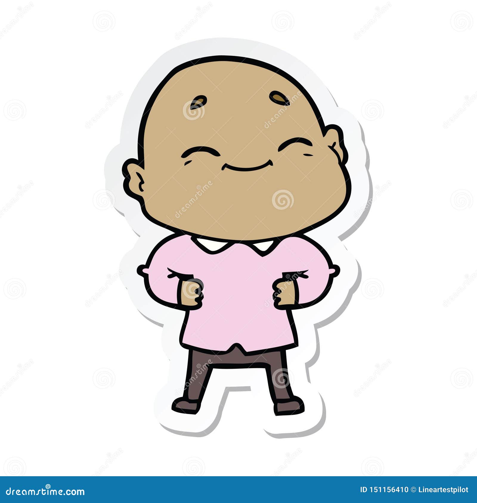 A Creative Sticker of a Cartoon Happy Bald Man Stock Vector ...