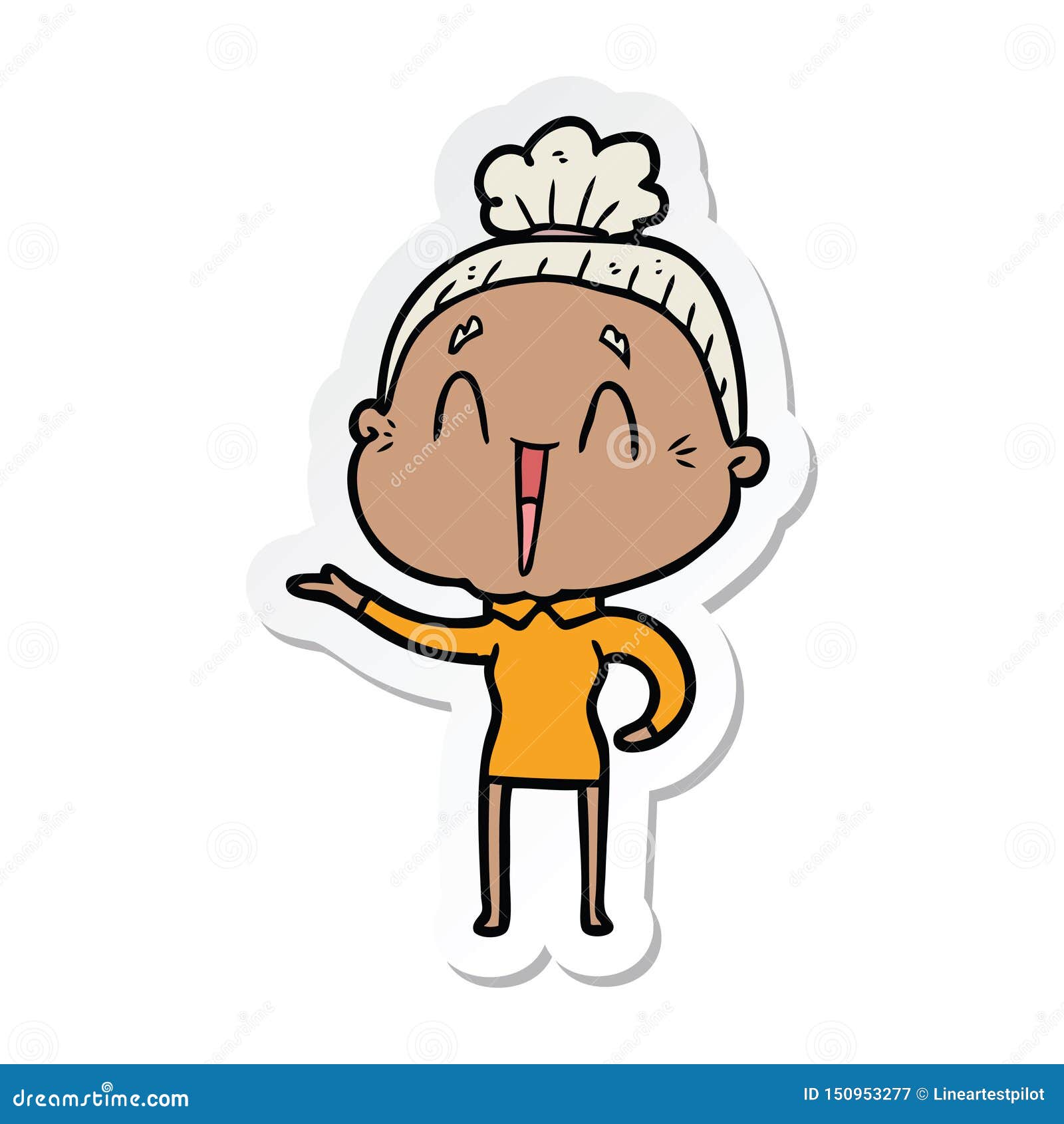 A Creative Sticker of a Cartoon Happy Old Lady Stock Vector ...
