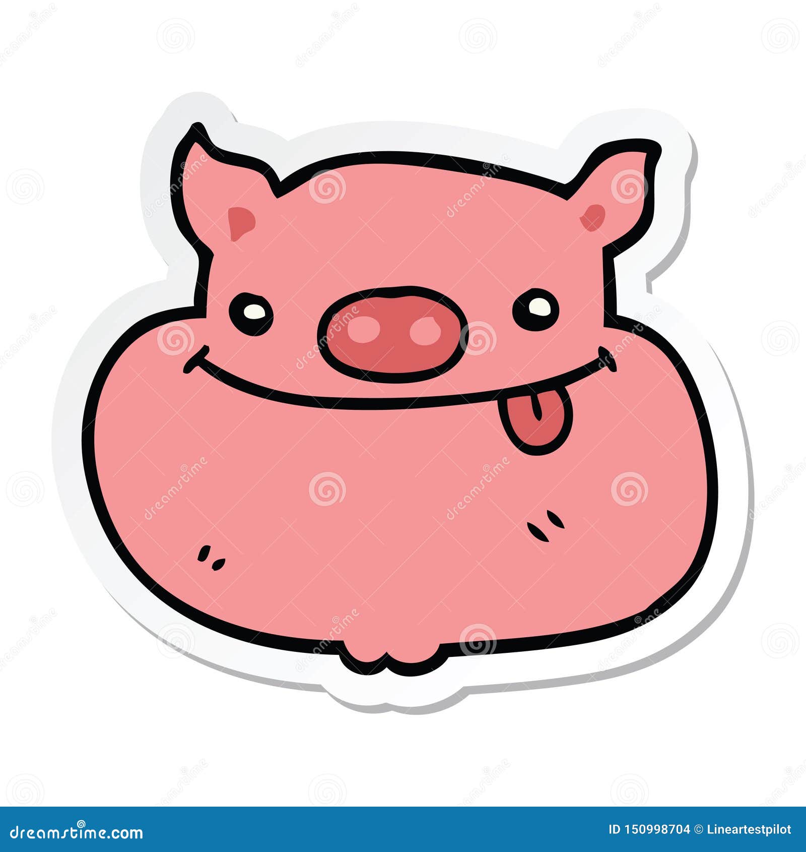 A Creative Sticker of a Cartoon Happy Pig Face Stock Vector ...