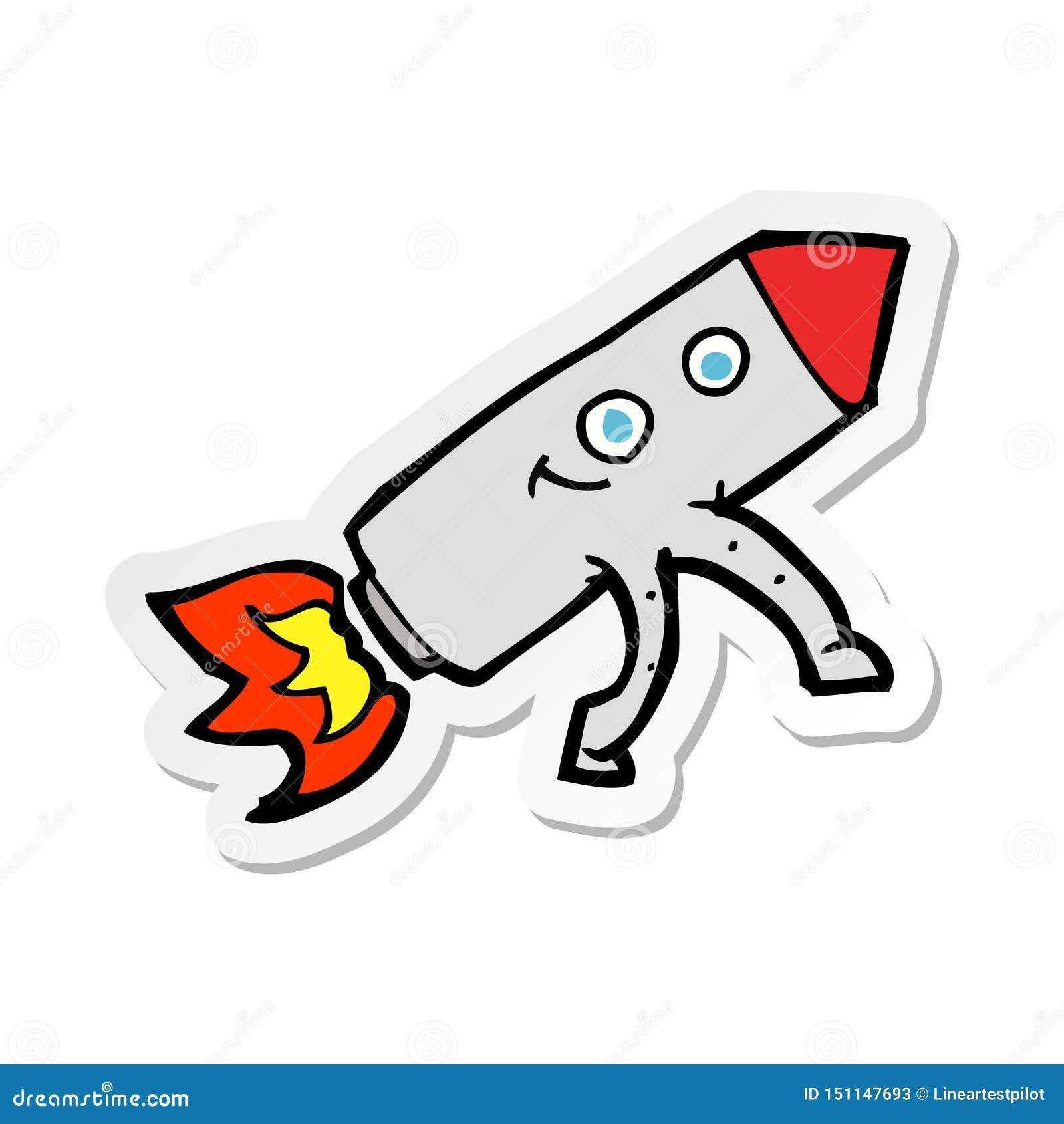 A Creative Sticker of a Cartoon Happy Rocket Stock Vector ...