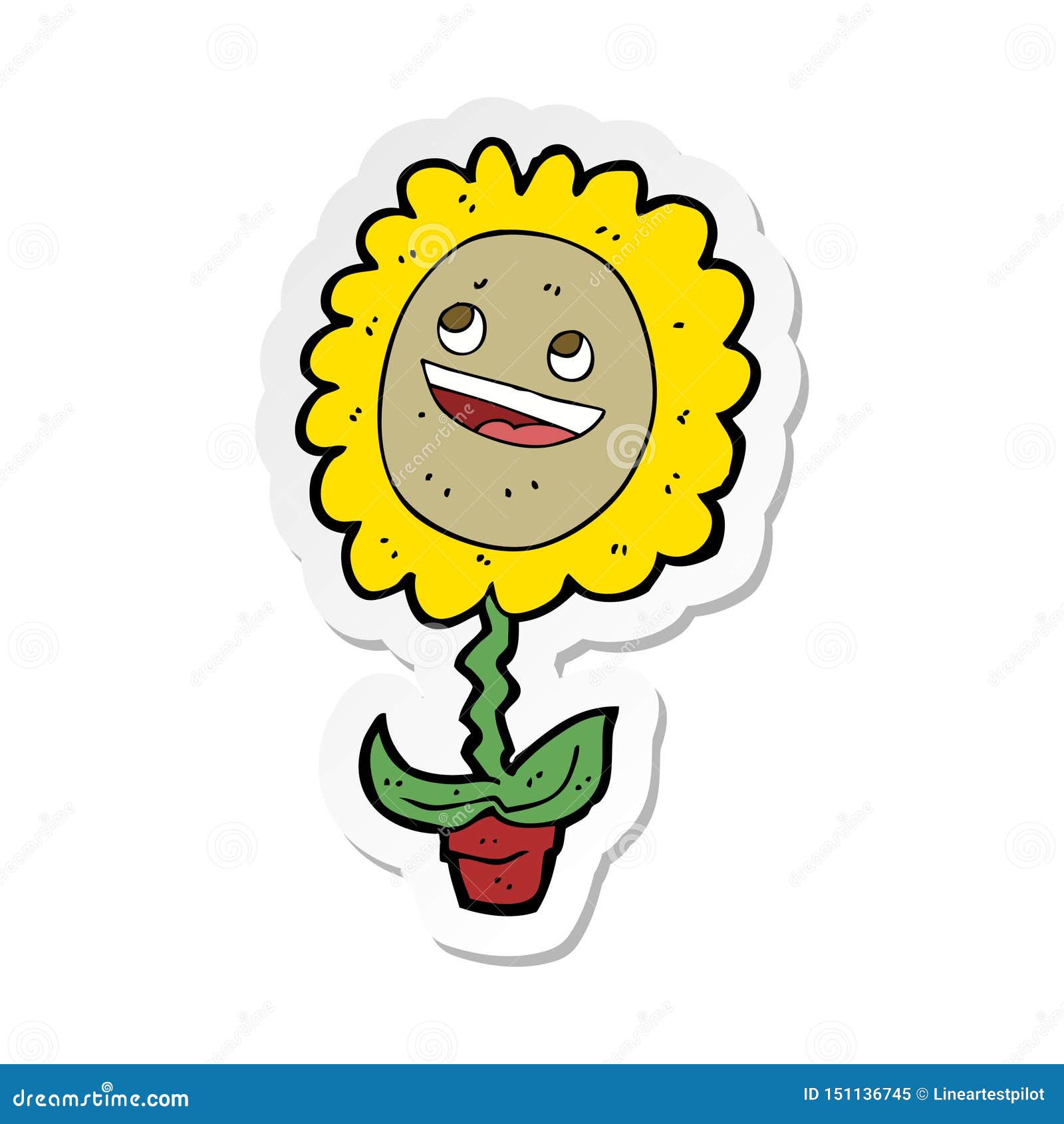 A Creative Sticker of a Cartoon Happy Sunflower Stock Vector ...