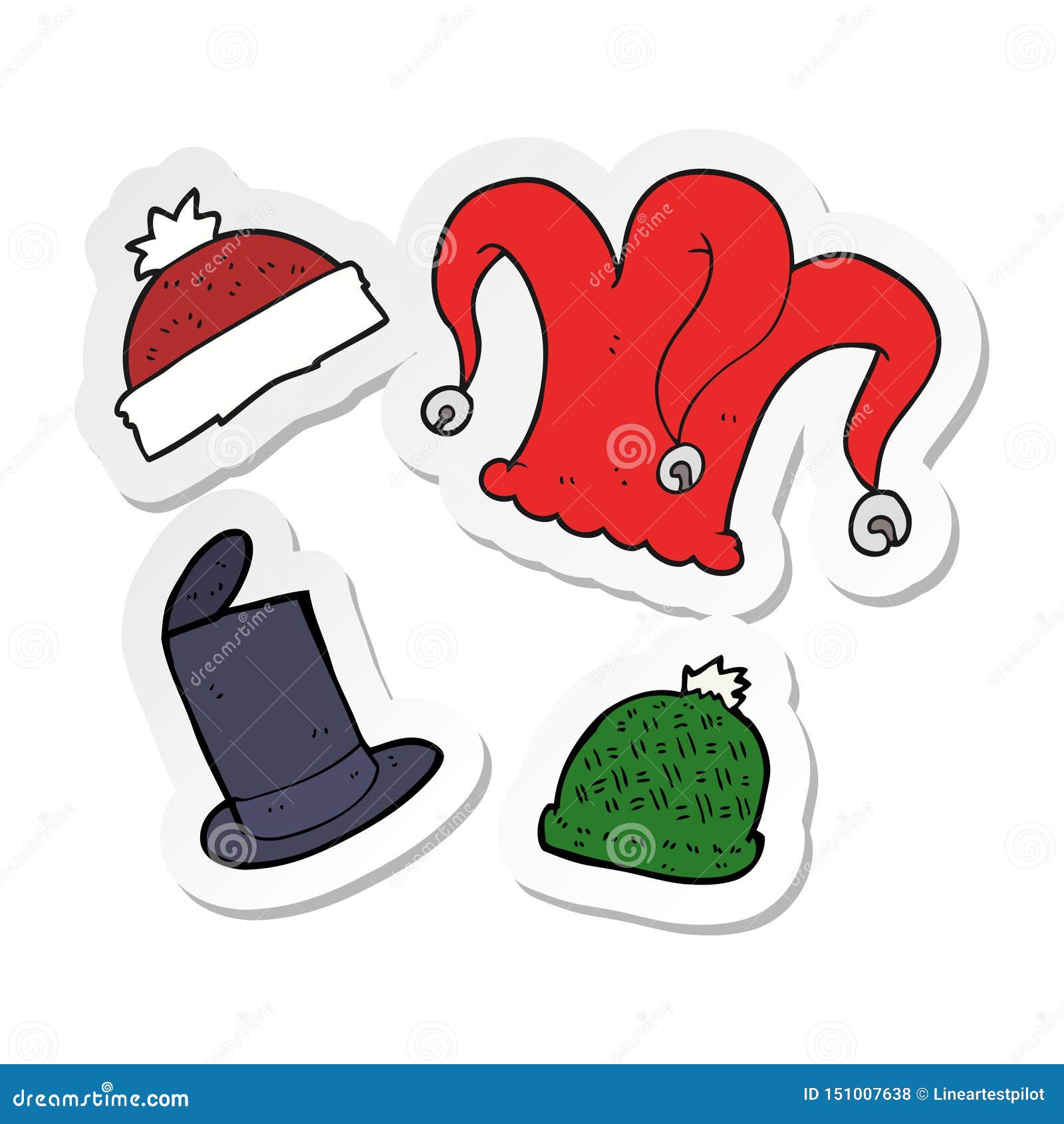 A Creative Sticker of a Cartoon Hats Stock Vector - Illustration of ...