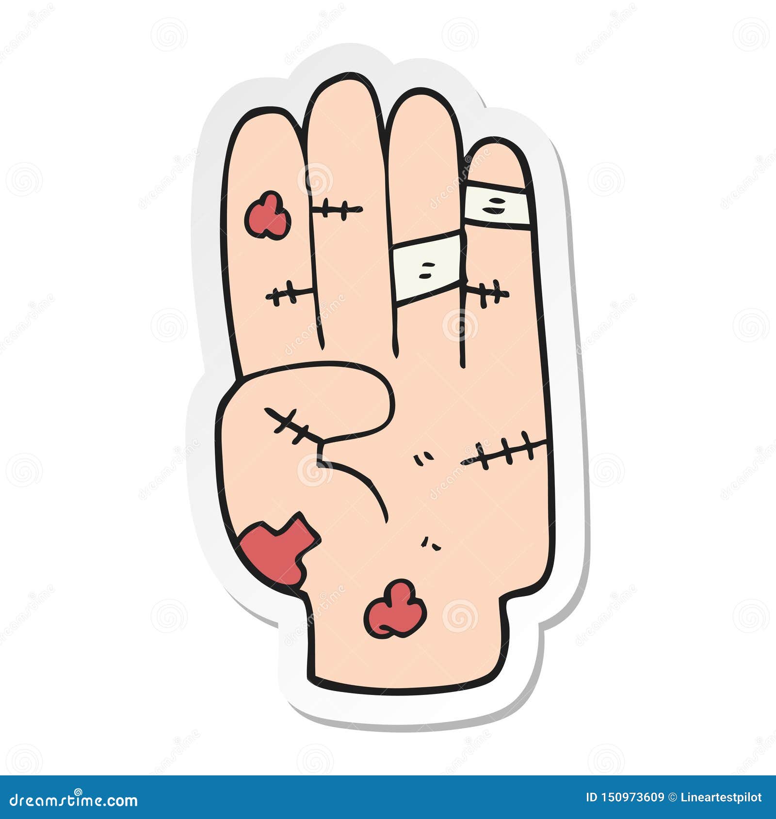 A Creative Sticker of a Cartoon Injured Hand Stock Vector ...