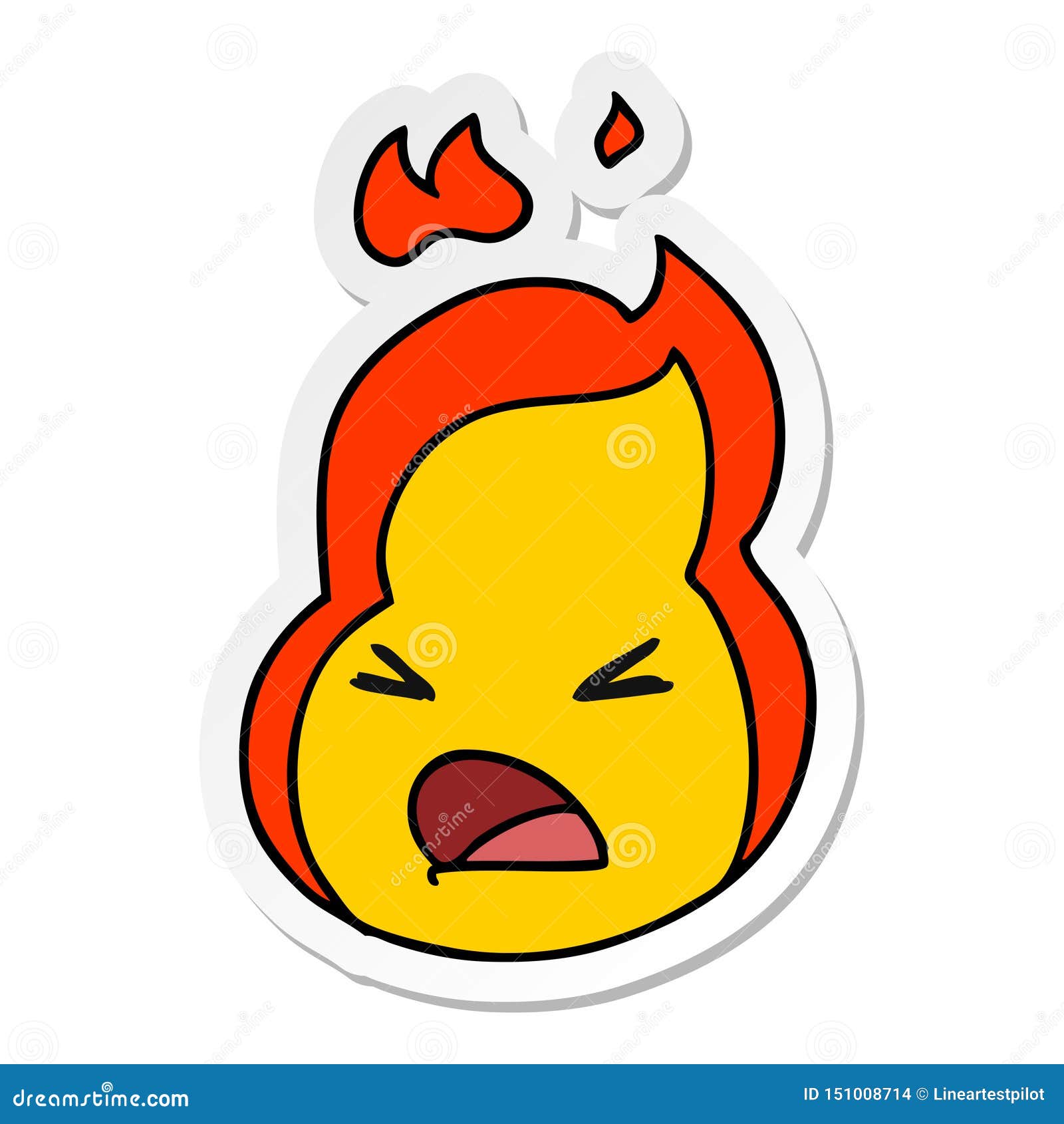 A Creative Sticker Cartoon Kawaii Cute Fire Flame Stock Vector ...