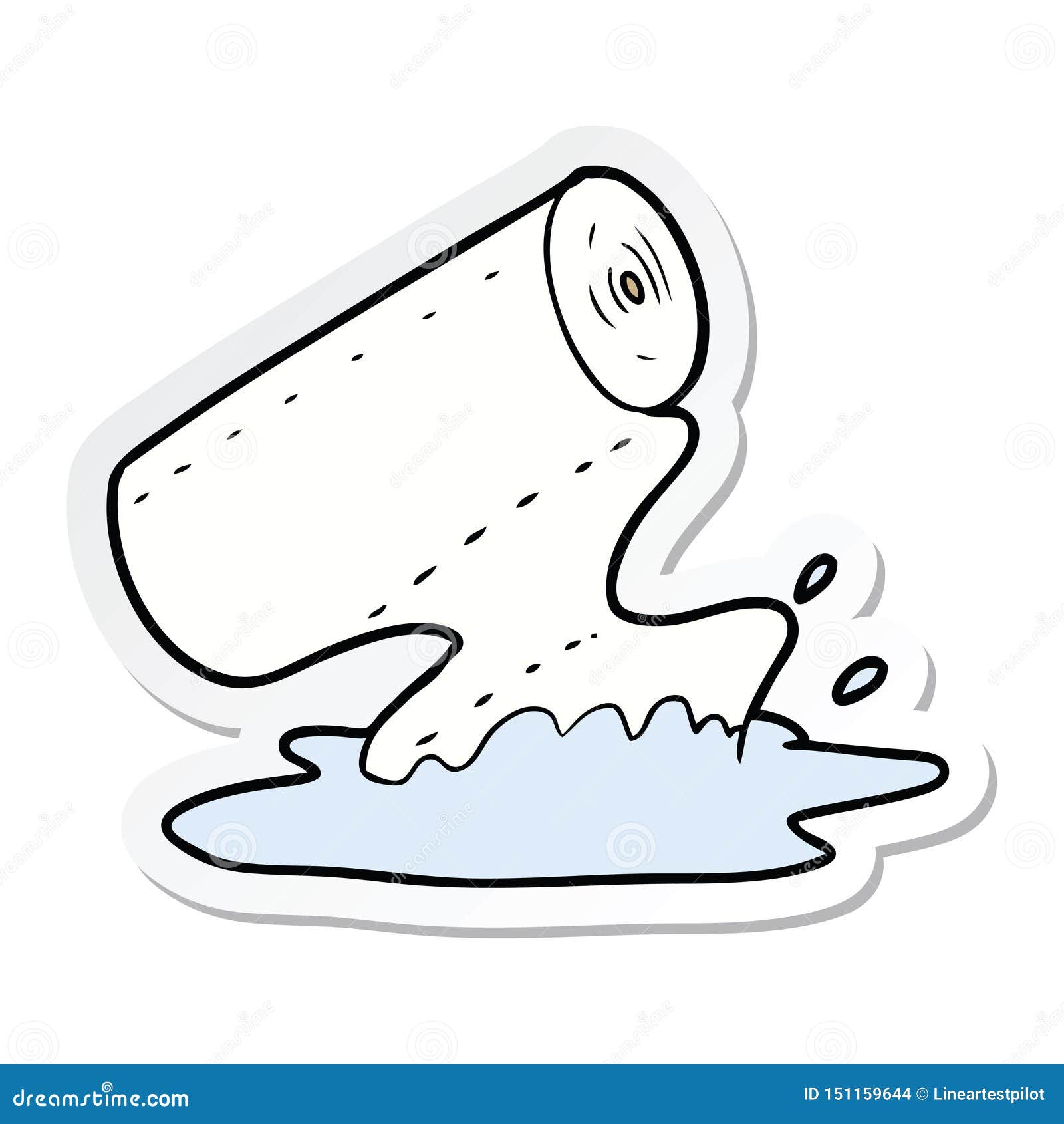 A Creative Sticker of a Cartoon Kitchen Towel Soaking Up Spill Stock ...