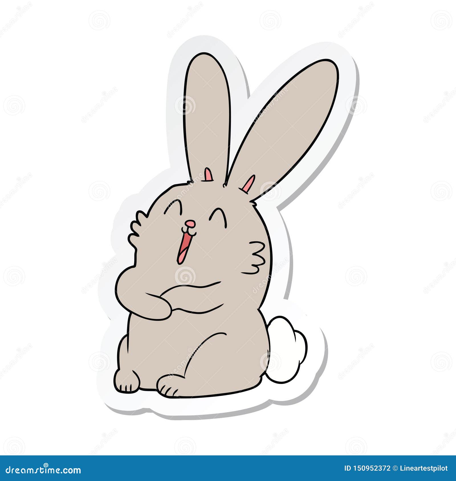 A Creative Sticker of a Cartoon Laughing Bunny Rabbit Stock Vector ...
