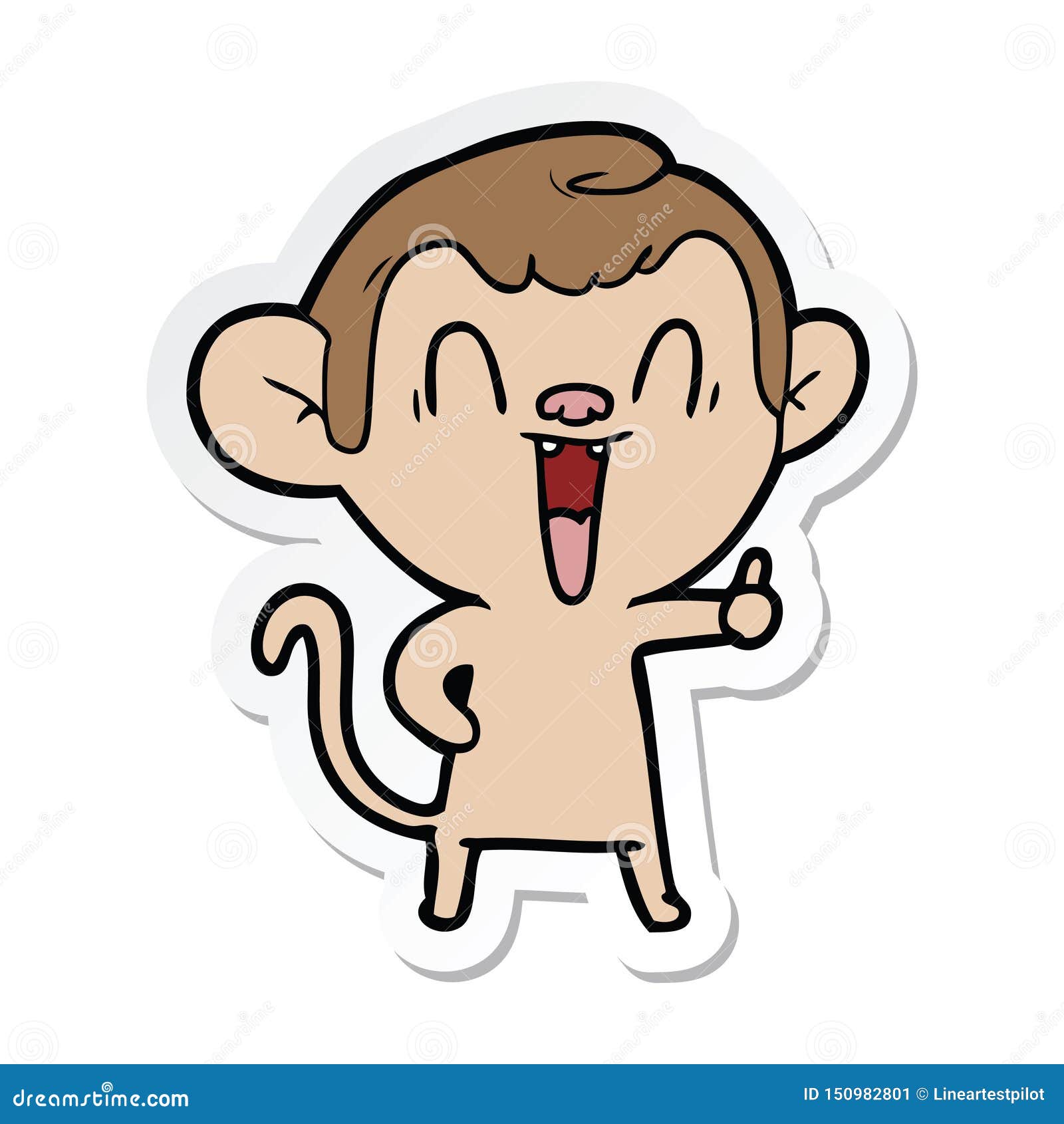 A Creative Sticker of a Cartoon Laughing Monkey Stock Vector ...