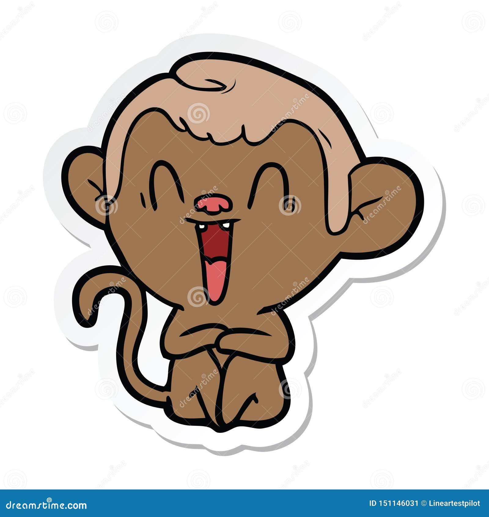 A Creative Sticker of a Cartoon Laughing Monkey Stock Vector ...