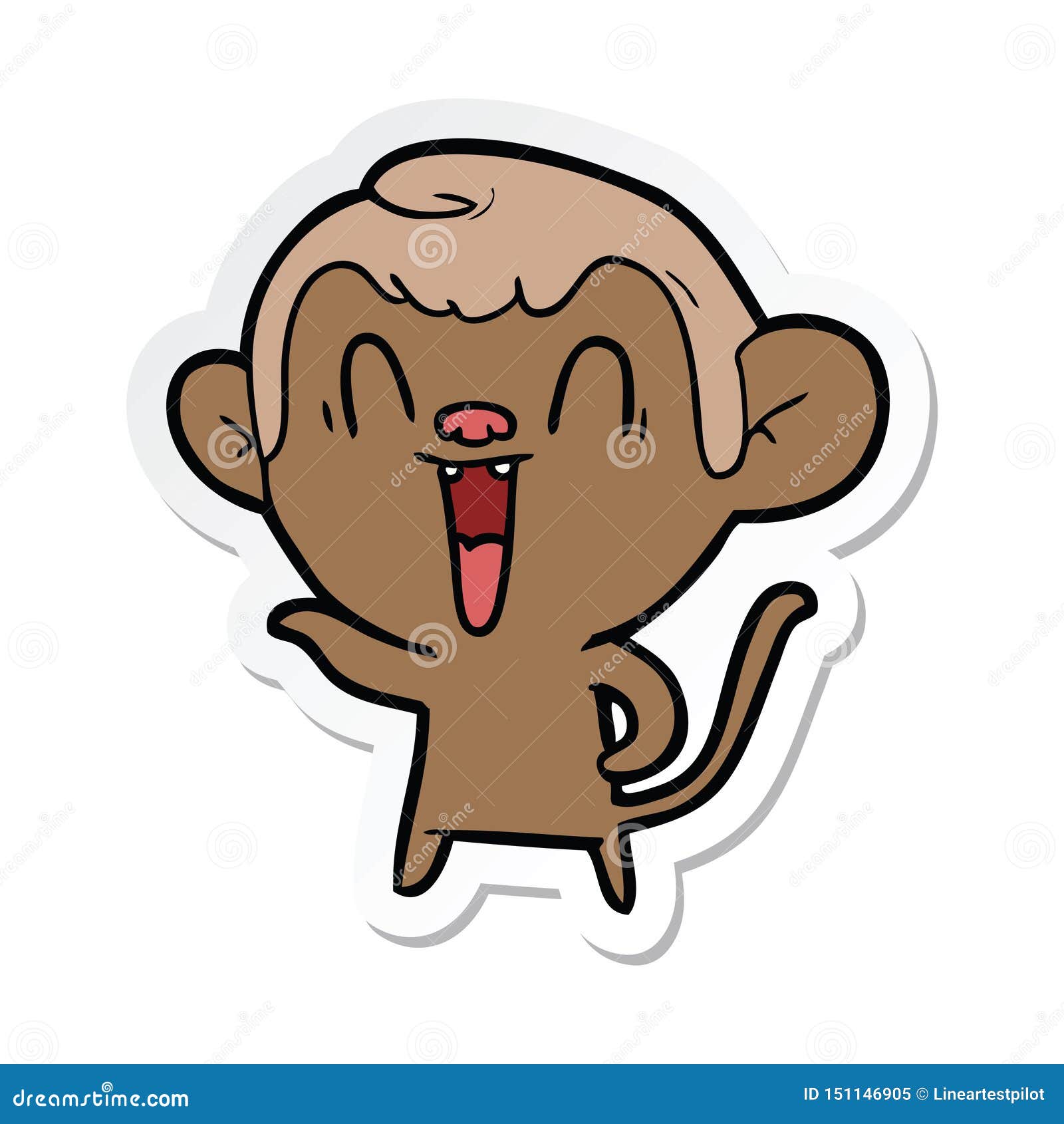 A Creative Sticker of a Cartoon Laughing Monkey Stock Vector ...