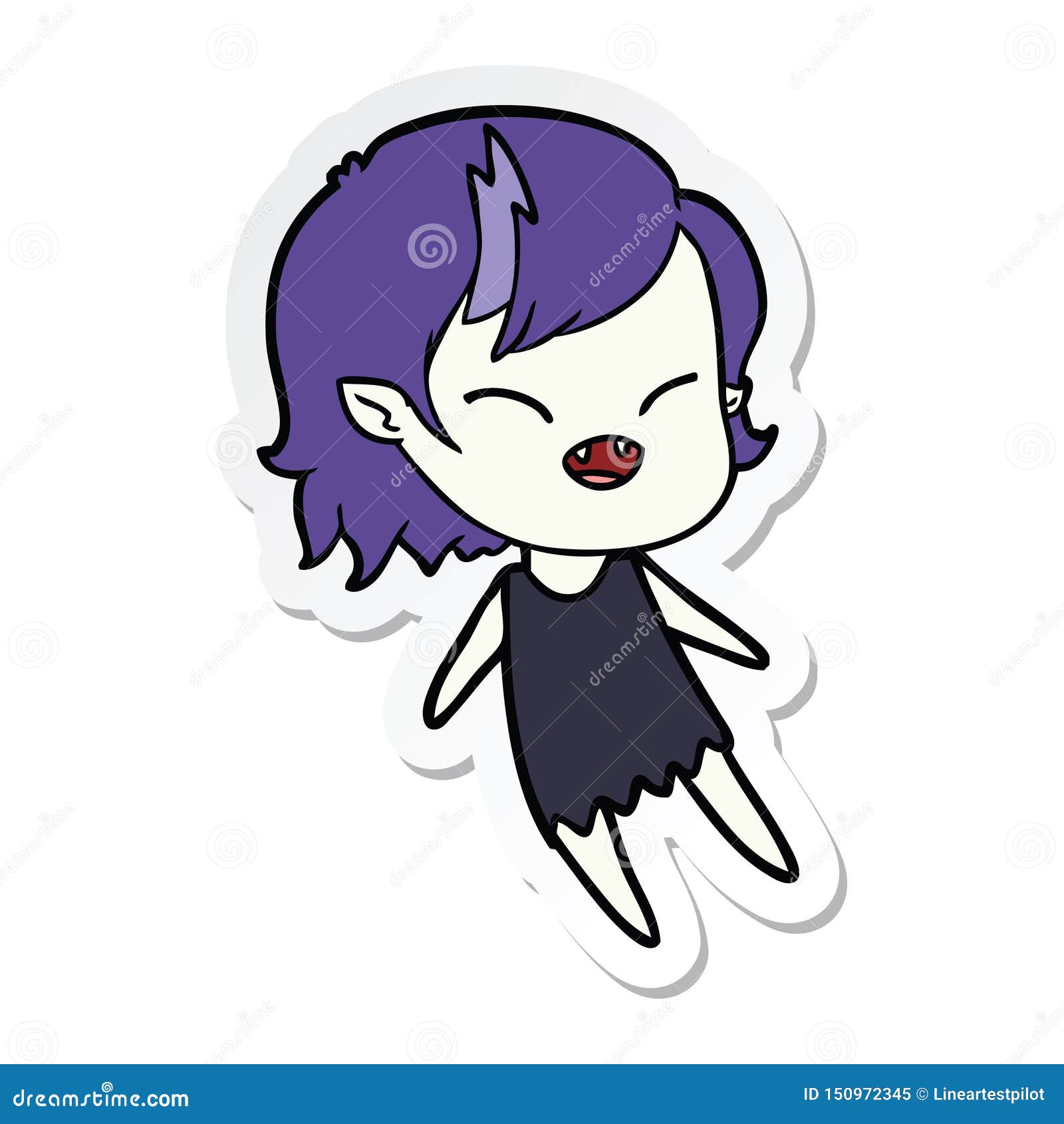 A Creative Sticker of a Cartoon Laughing Vampire Girl Floating Stock ...