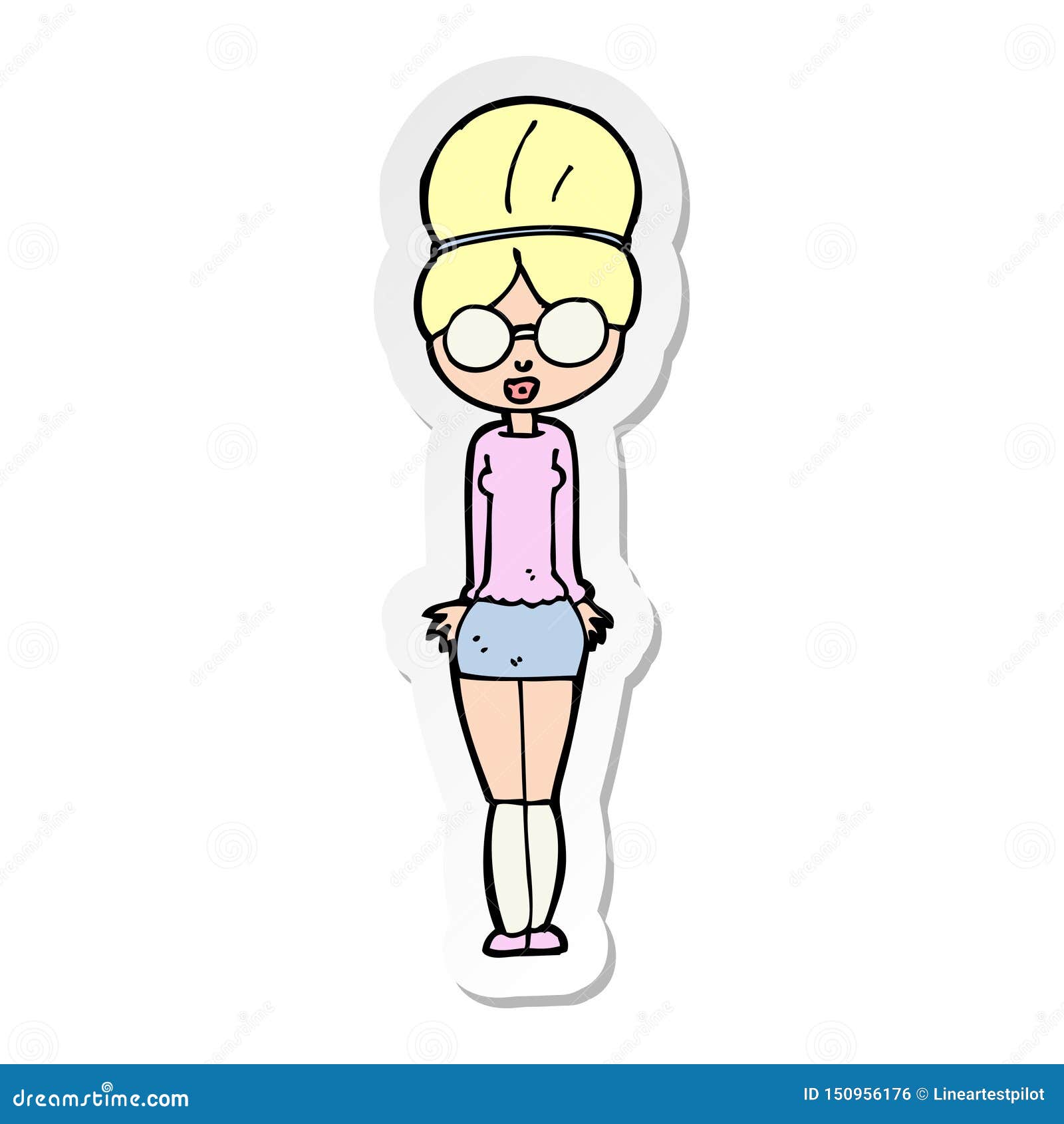 A Creative Sticker of a Cartoon Librarian Woman Stock Vector ...