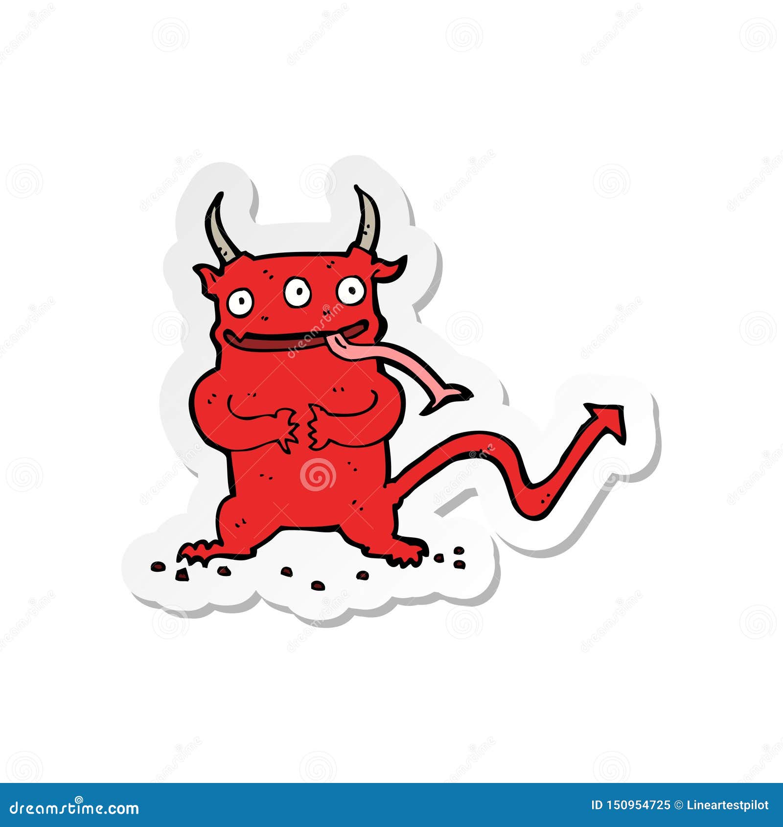 A Creative Sticker of a Cartoon Little Demon Stock Vector ...