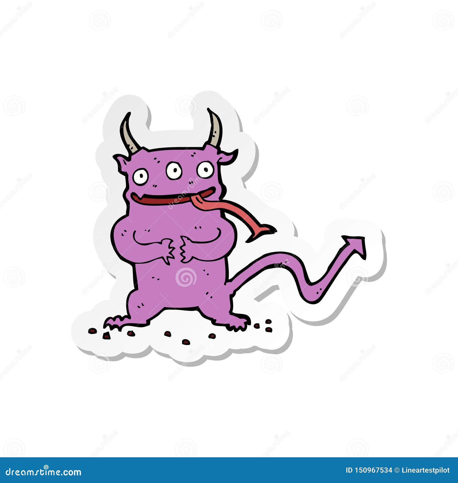 A Creative Sticker of a Cartoon Little Demon Stock Vector ...