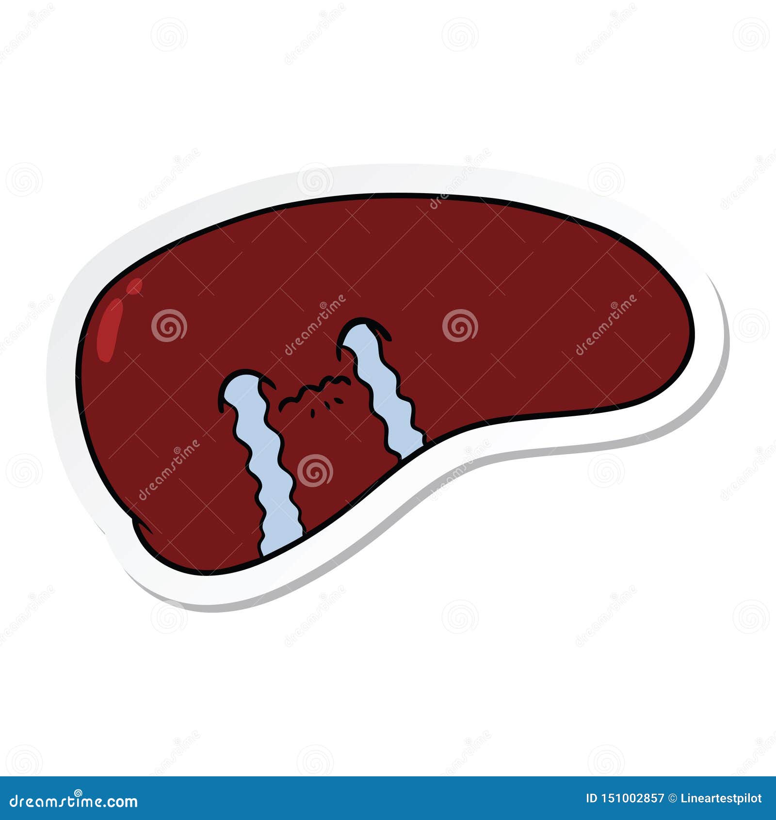 A Creative Sticker of a Cartoon Liver Crying Stock Vector ...