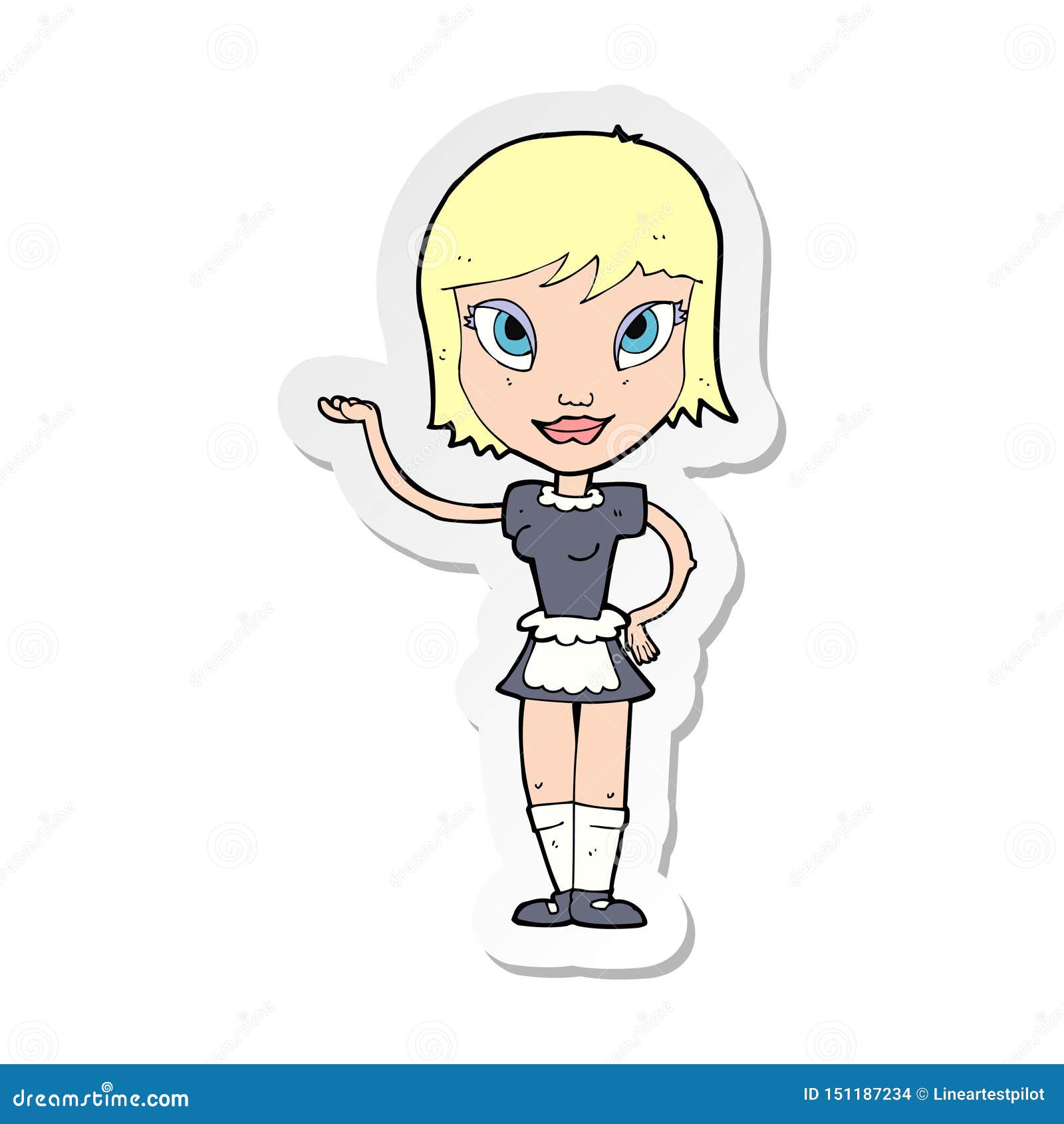 A Creative Sticker of a Cartoon Maid Stock Vector - Illustration of ...
