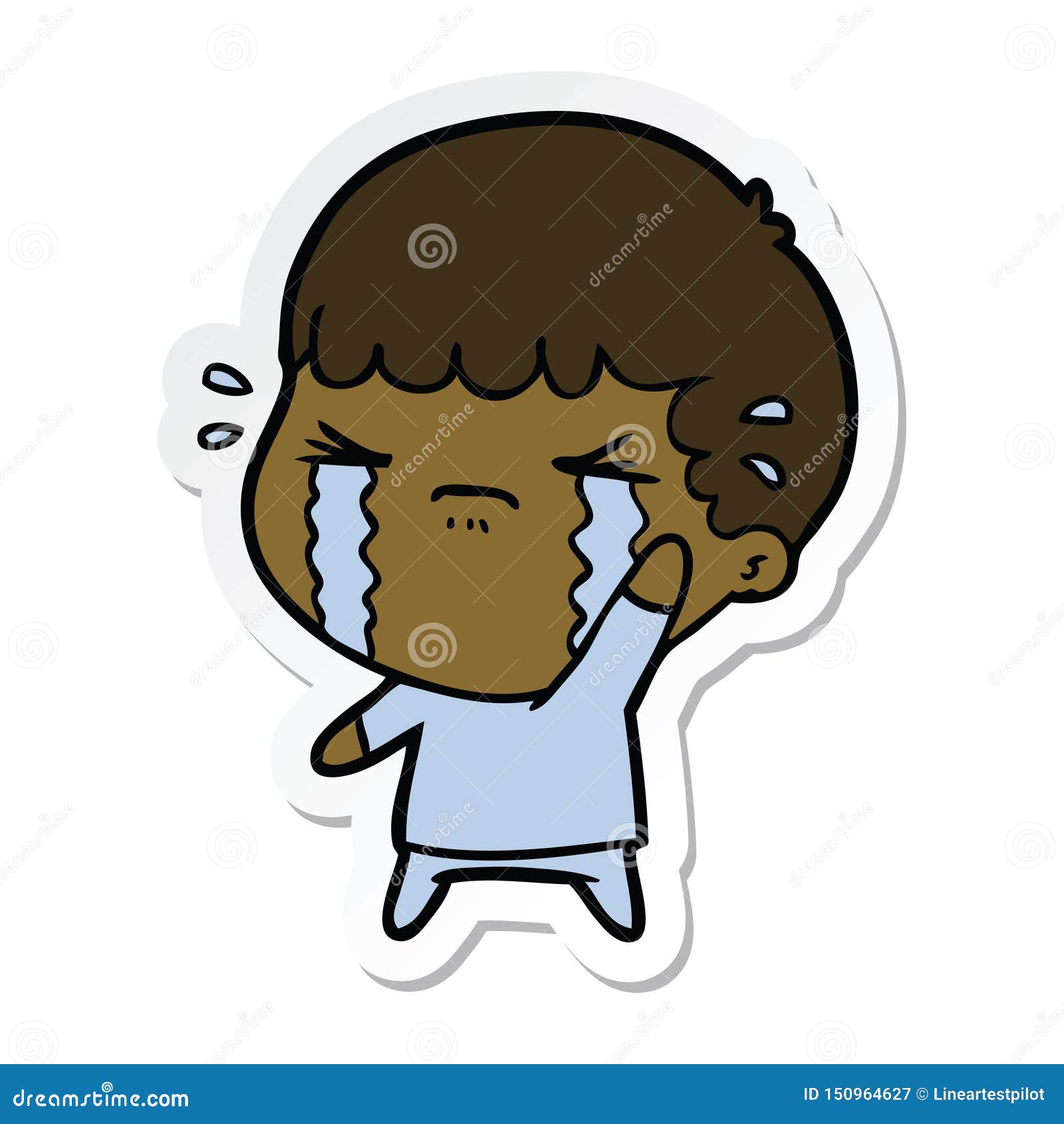 A Creative Sticker of a Cartoon Man Crying Stock Vector - Illustration ...
