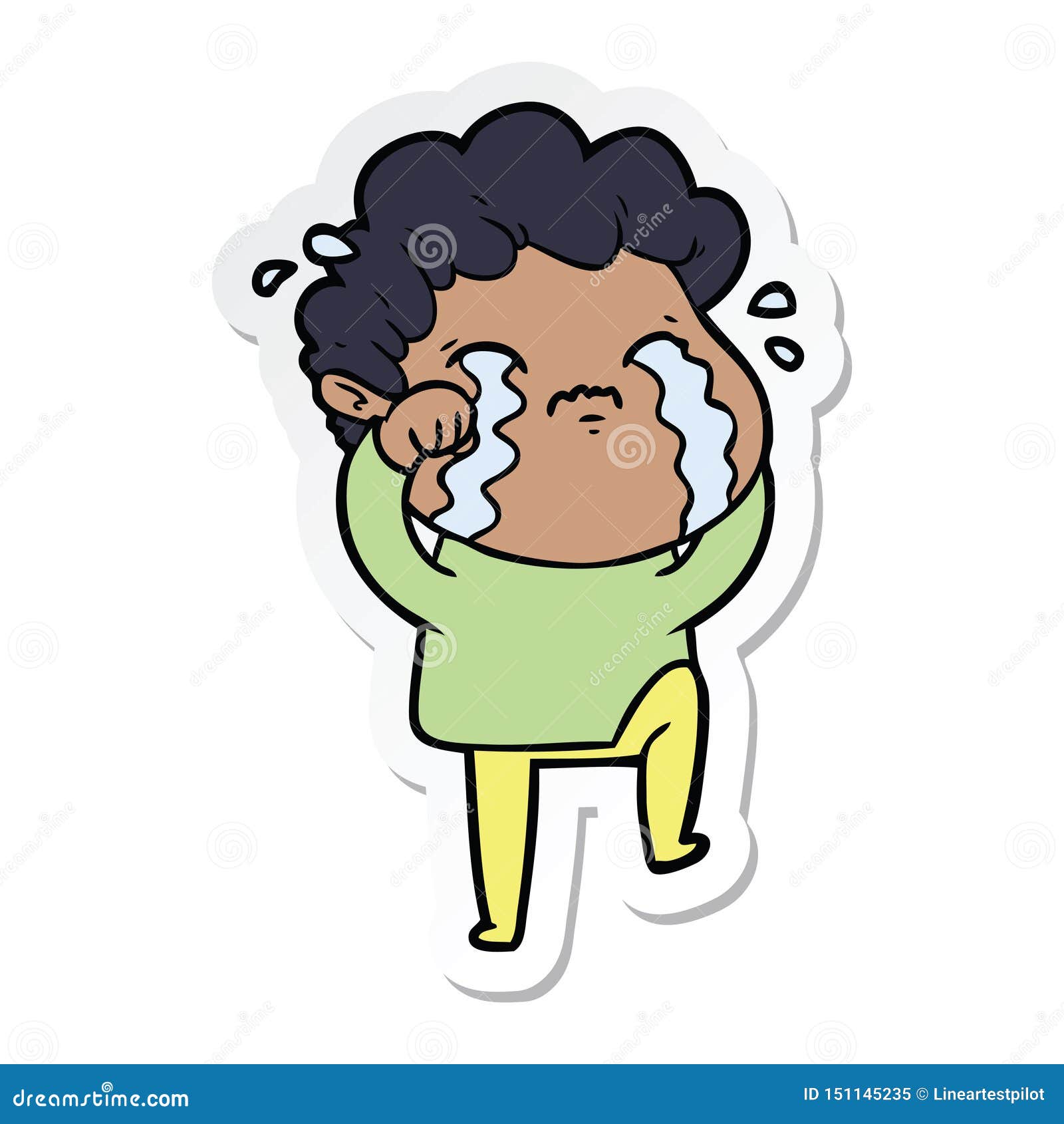 A Creative Sticker of a Cartoon Man Crying Stock Vector - Illustration ...