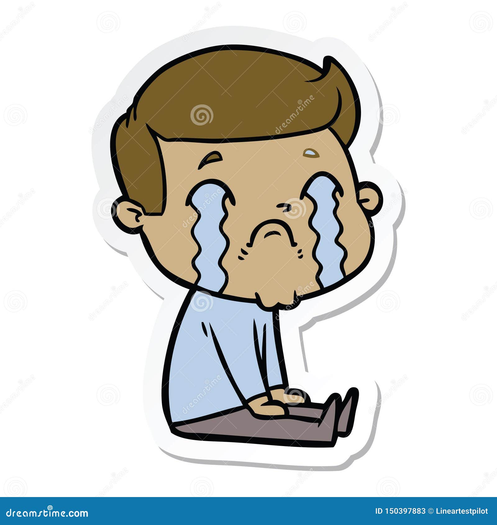 Sticker of a Cartoon Man Crying Stock Vector - Illustration of sticker ...