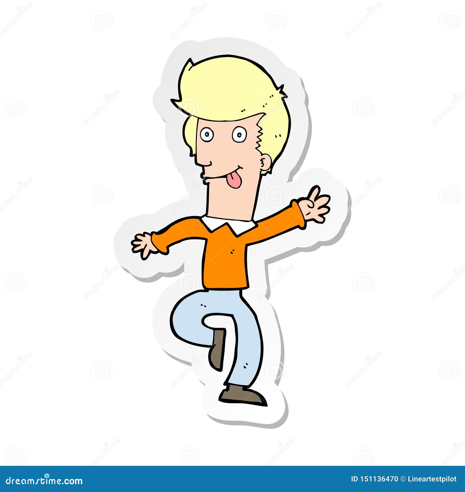 A Creative Sticker of a Cartoon Man Dancing Stock Vector - Illustration ...