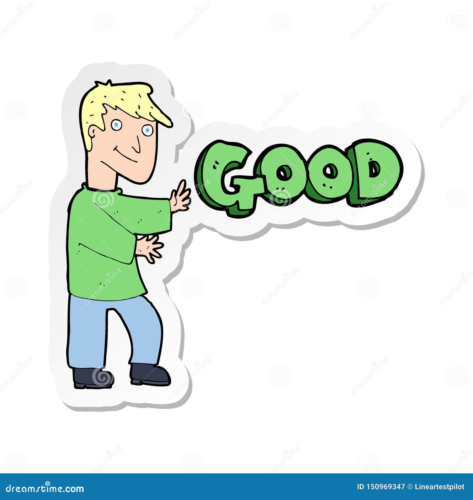 Sticker Man Male Doing Good Sign Symbol Cartoon Art Illustration ...
