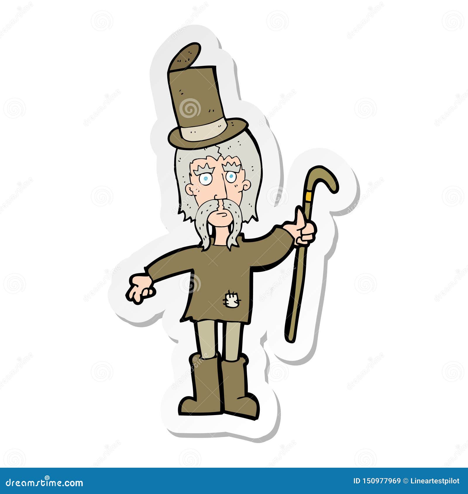 A Creative Sticker of a Cartoon Man Down on His Luck Stock Vector ...