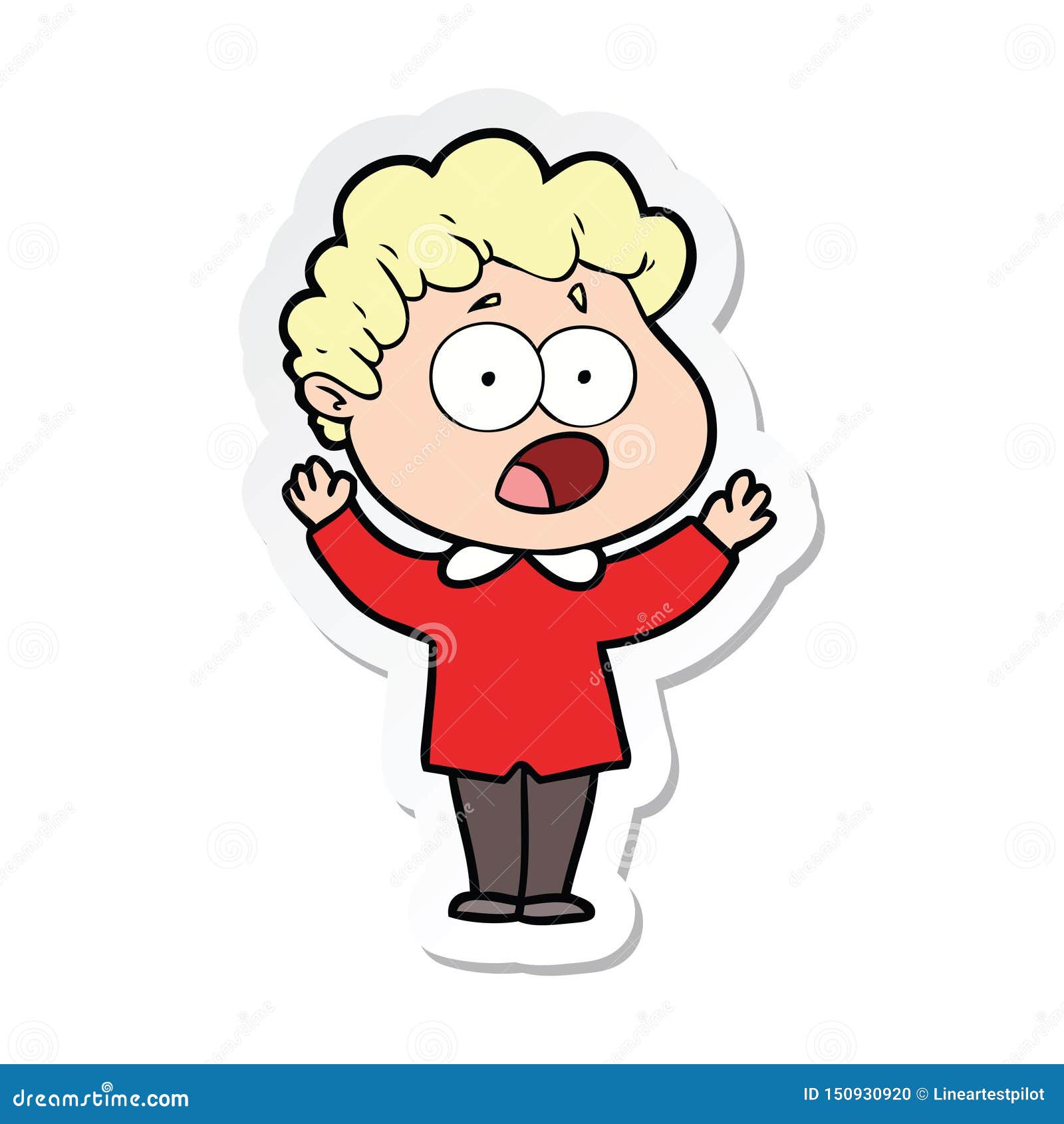 A Creative Sticker of a Cartoon Man Gasping in Surprise Stock Vector ...
