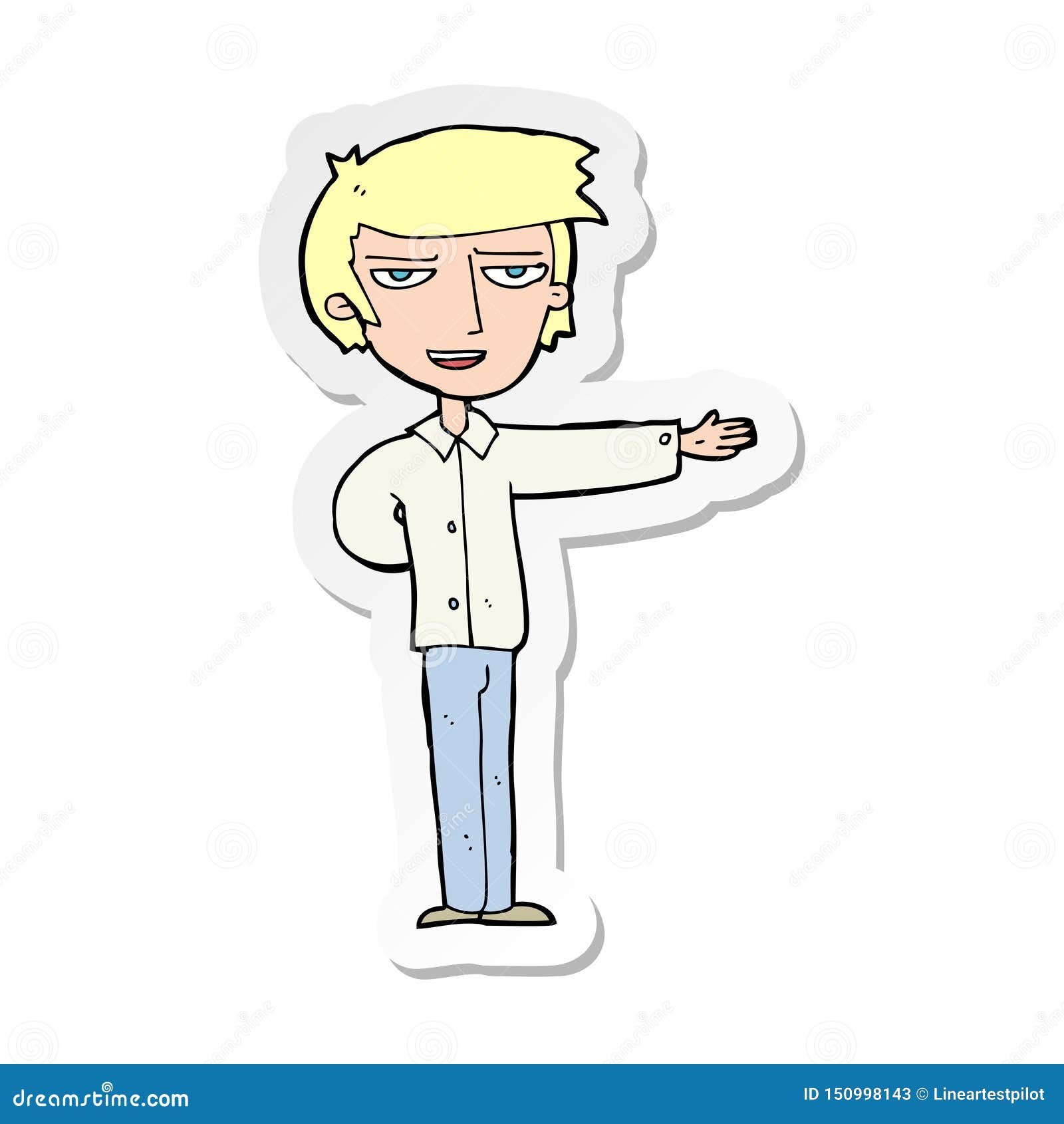 A Creative Sticker of a Cartoon Man Gesturing Welcome Stock Vector ...