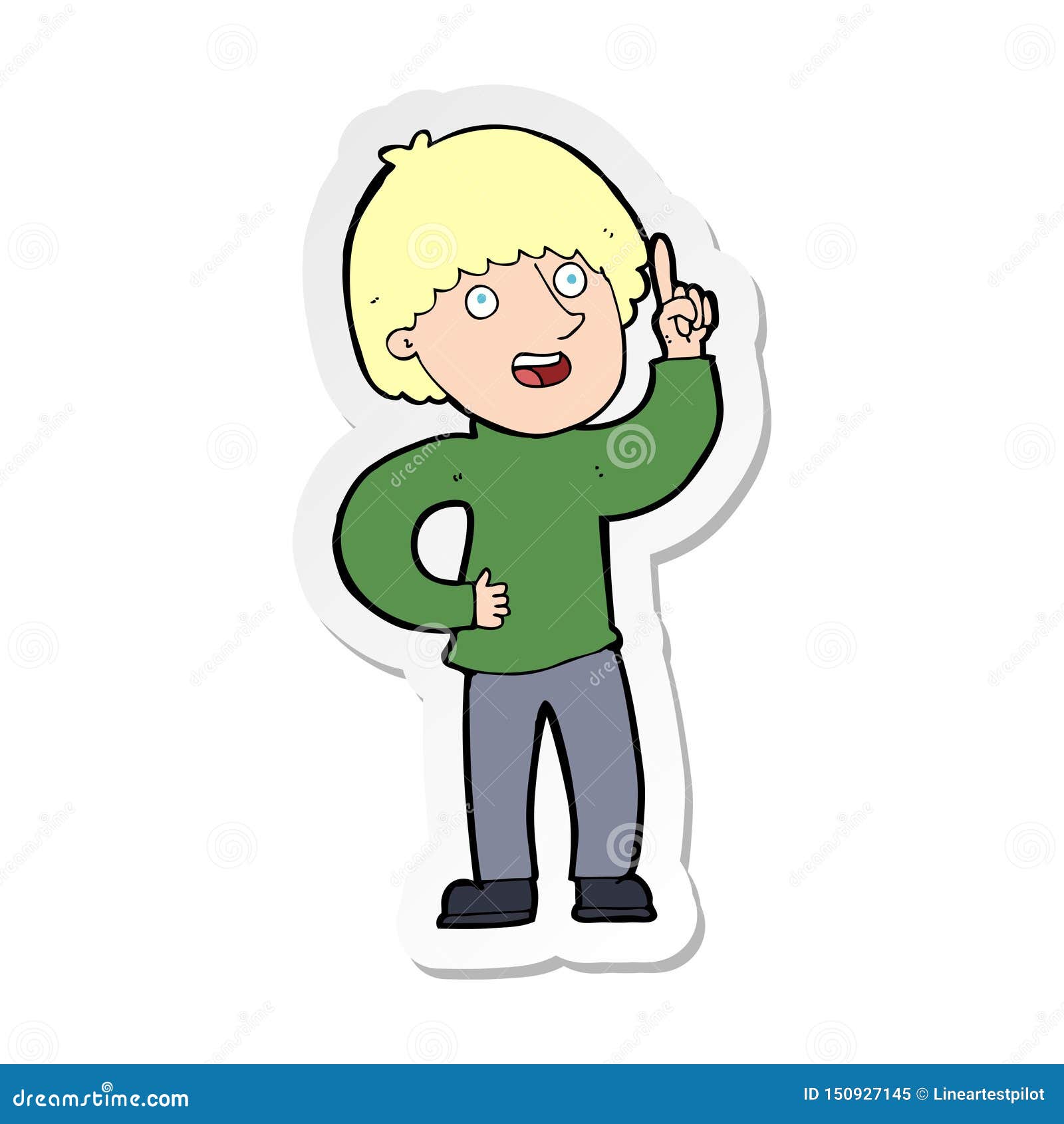 A Creative Sticker of a Cartoon Man with Idea Stock Vector ...