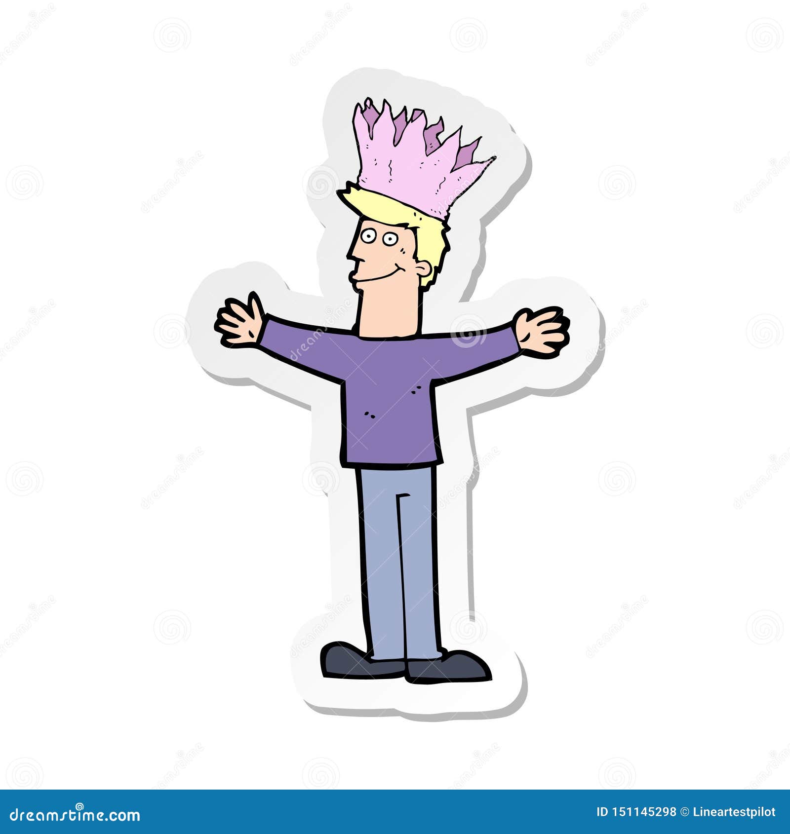 A Creative Sticker of a Cartoon Man in Paper Hat Stock Vector ...