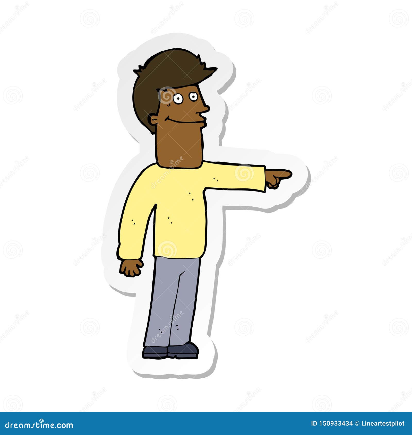 A Creative Sticker of a Cartoon Man Pointing Stock Vector ...