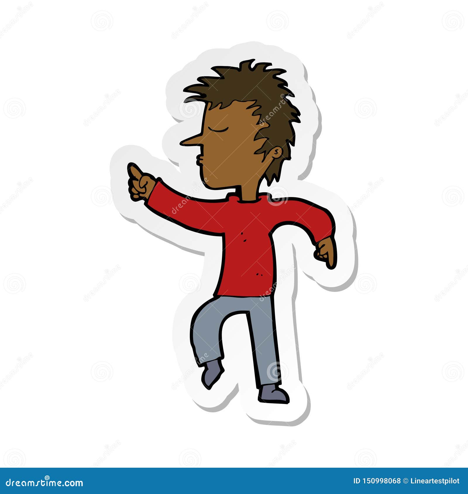 A Creative Sticker of a Cartoon Man Pointing Stock Vector ...