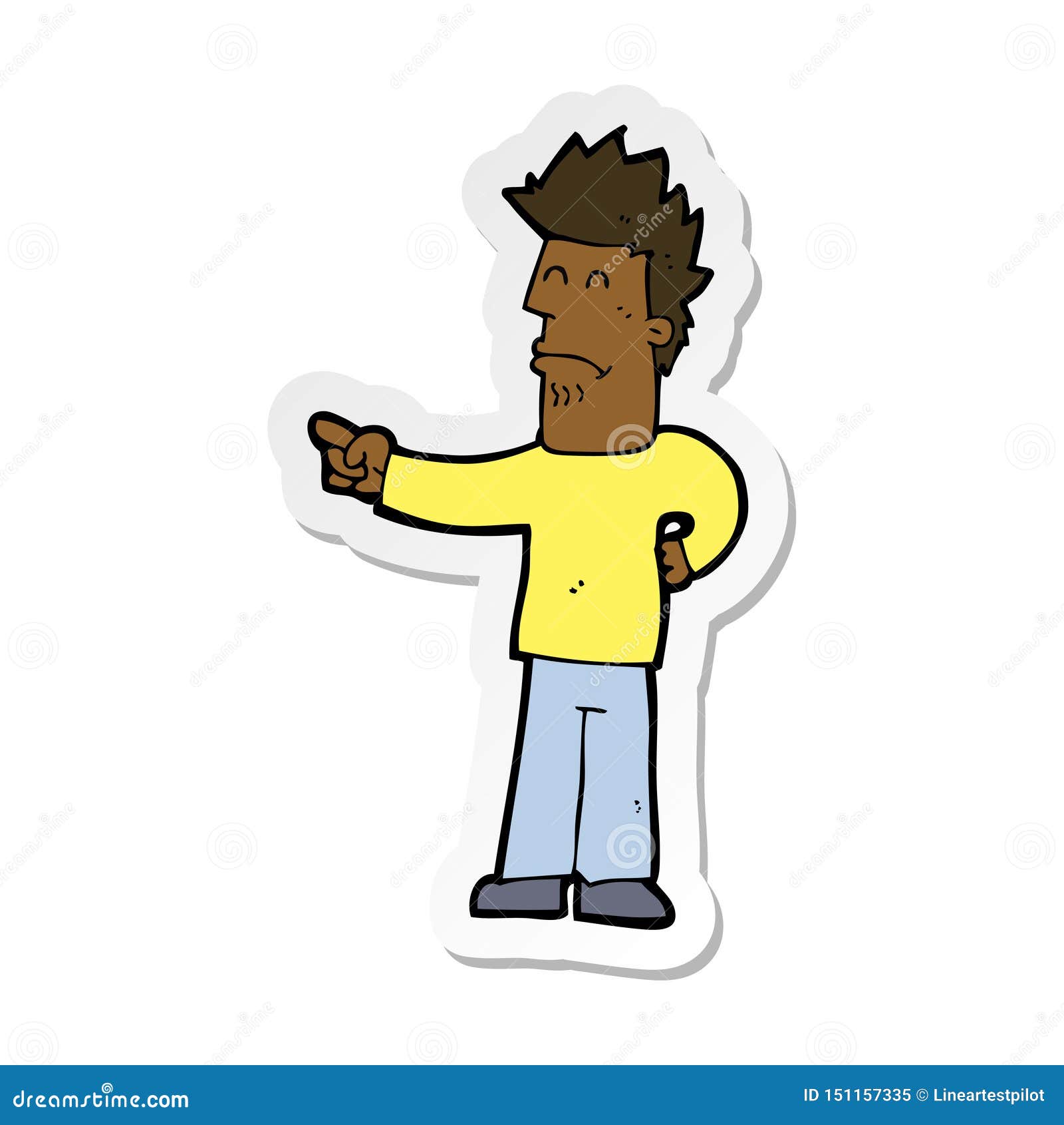 A Creative Sticker of a Cartoon Man Pointing Stock Vector ...