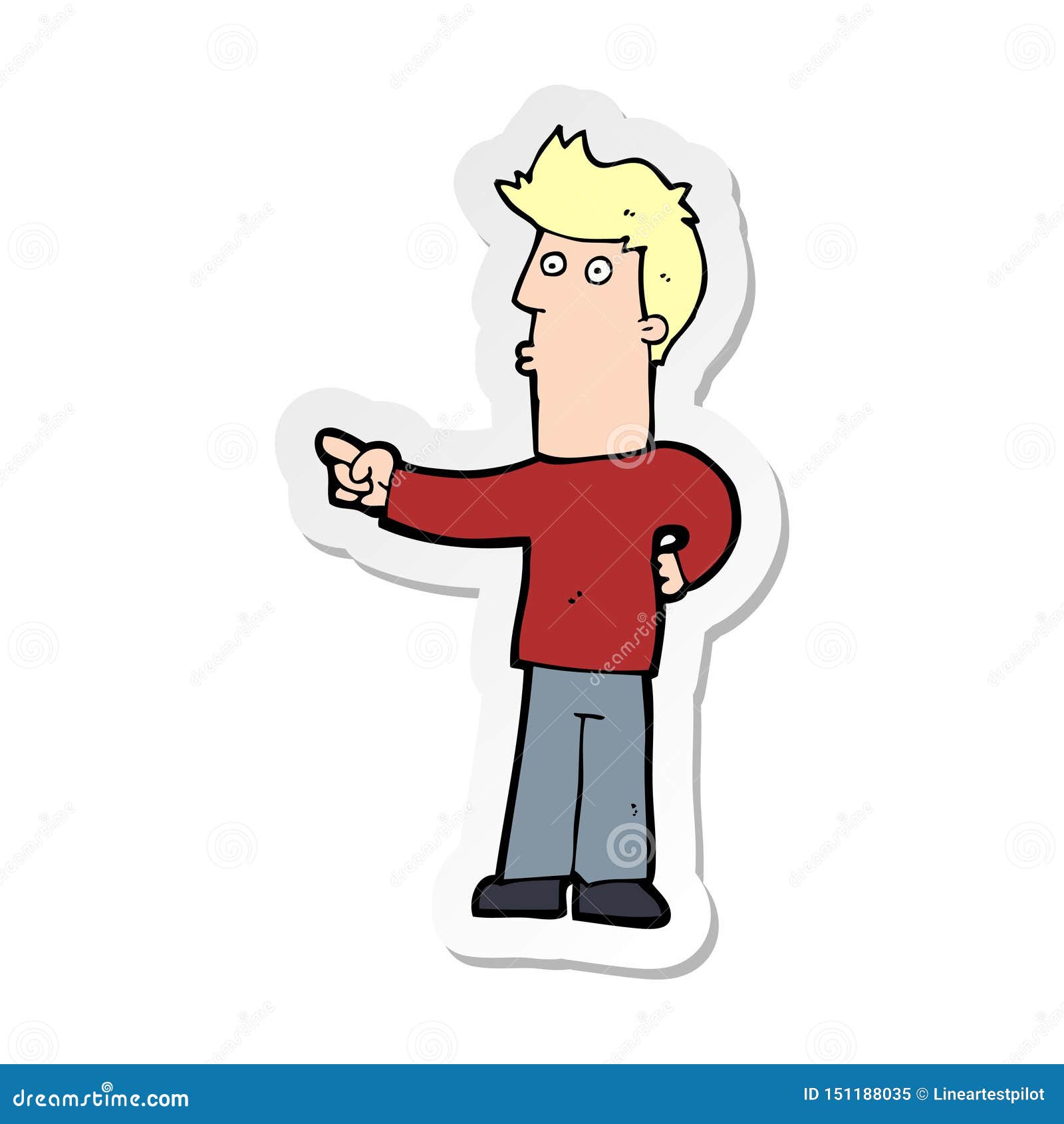 A Creative Sticker of a Cartoon Man Pointing Stock Vector ...