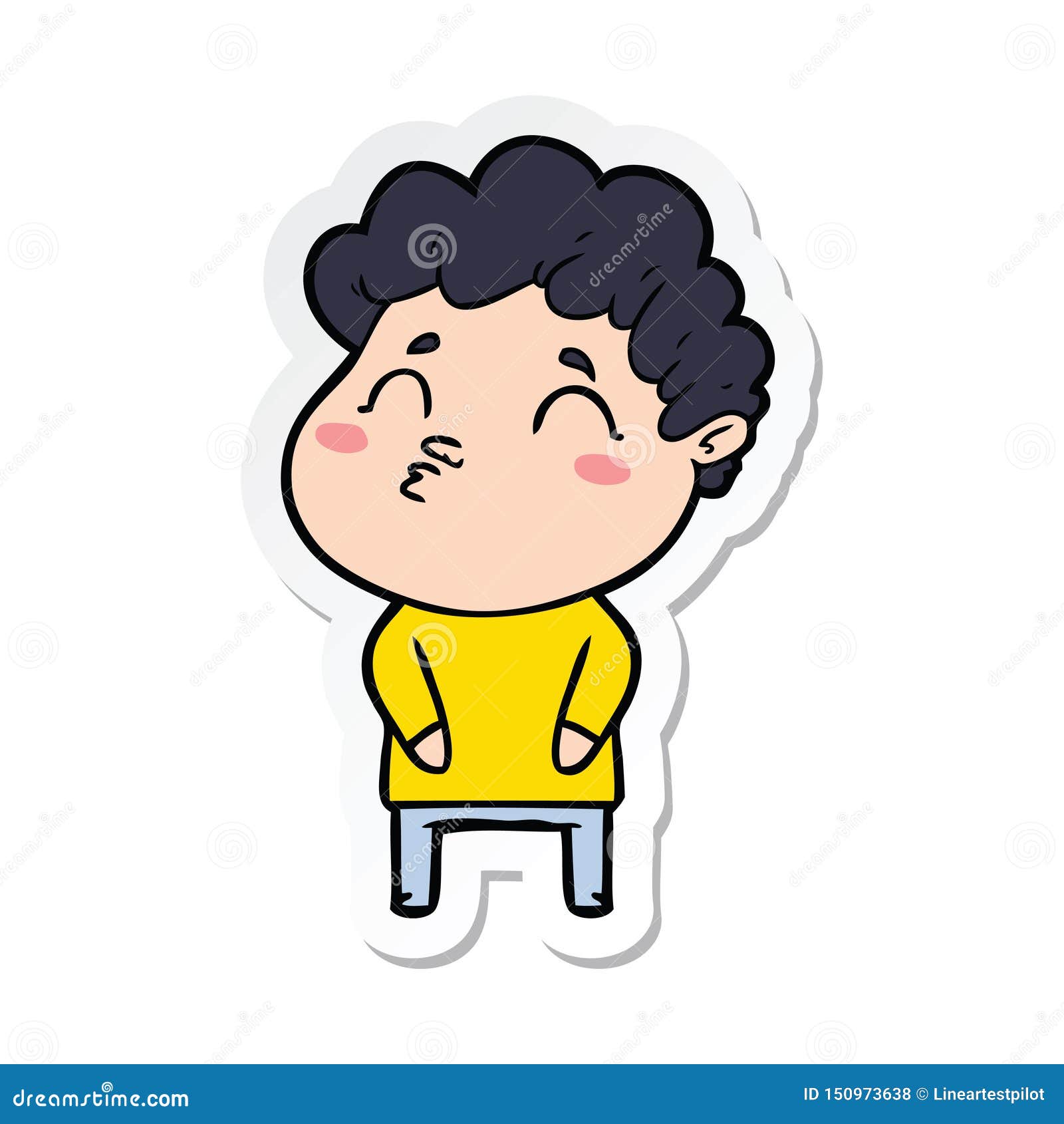 A Creative Sticker of a Cartoon Man Pouting Stock Vector - Illustration ...