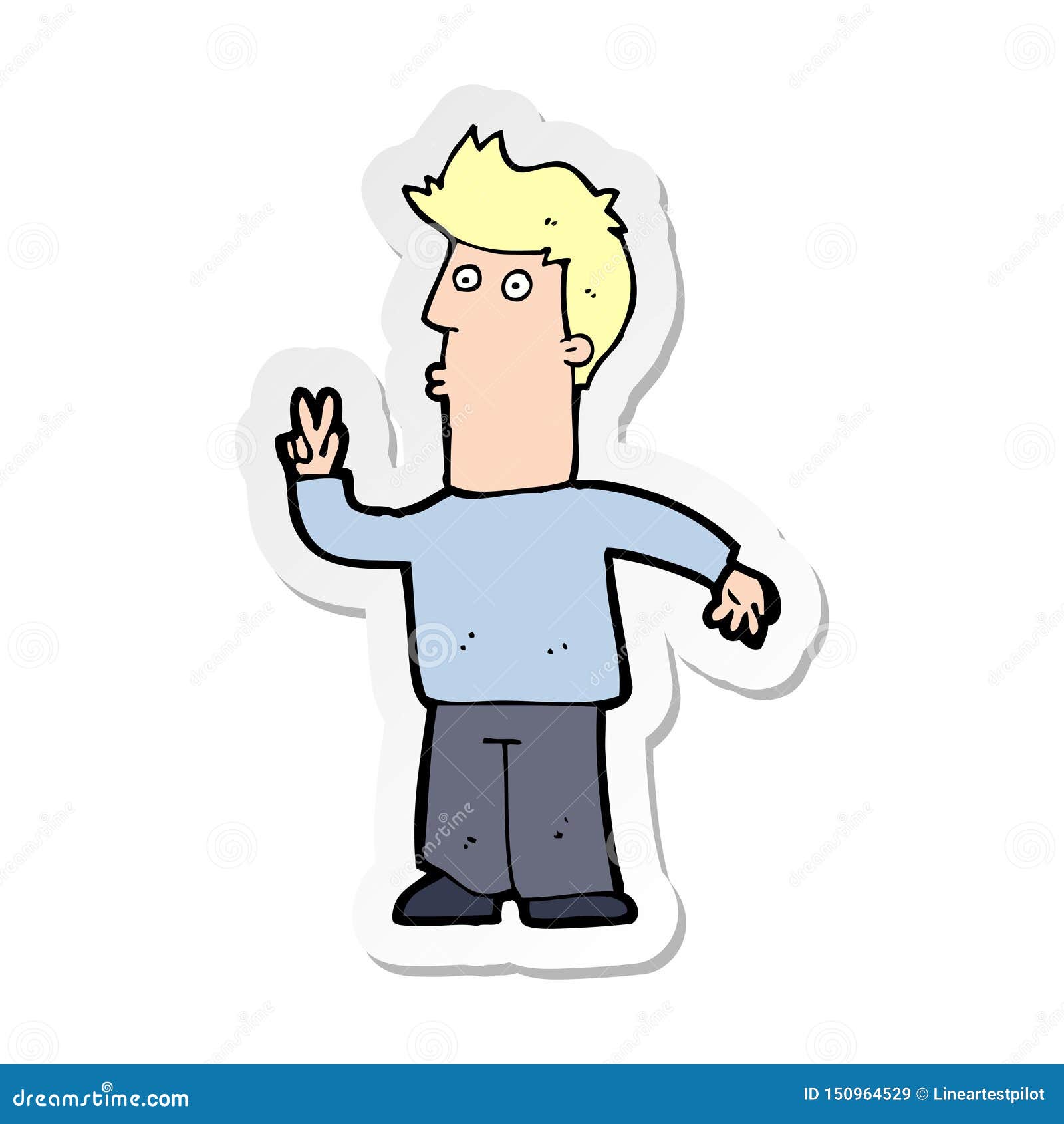 A Creative Sticker of a Cartoon Man Signalling with Hand Stock Vector ...