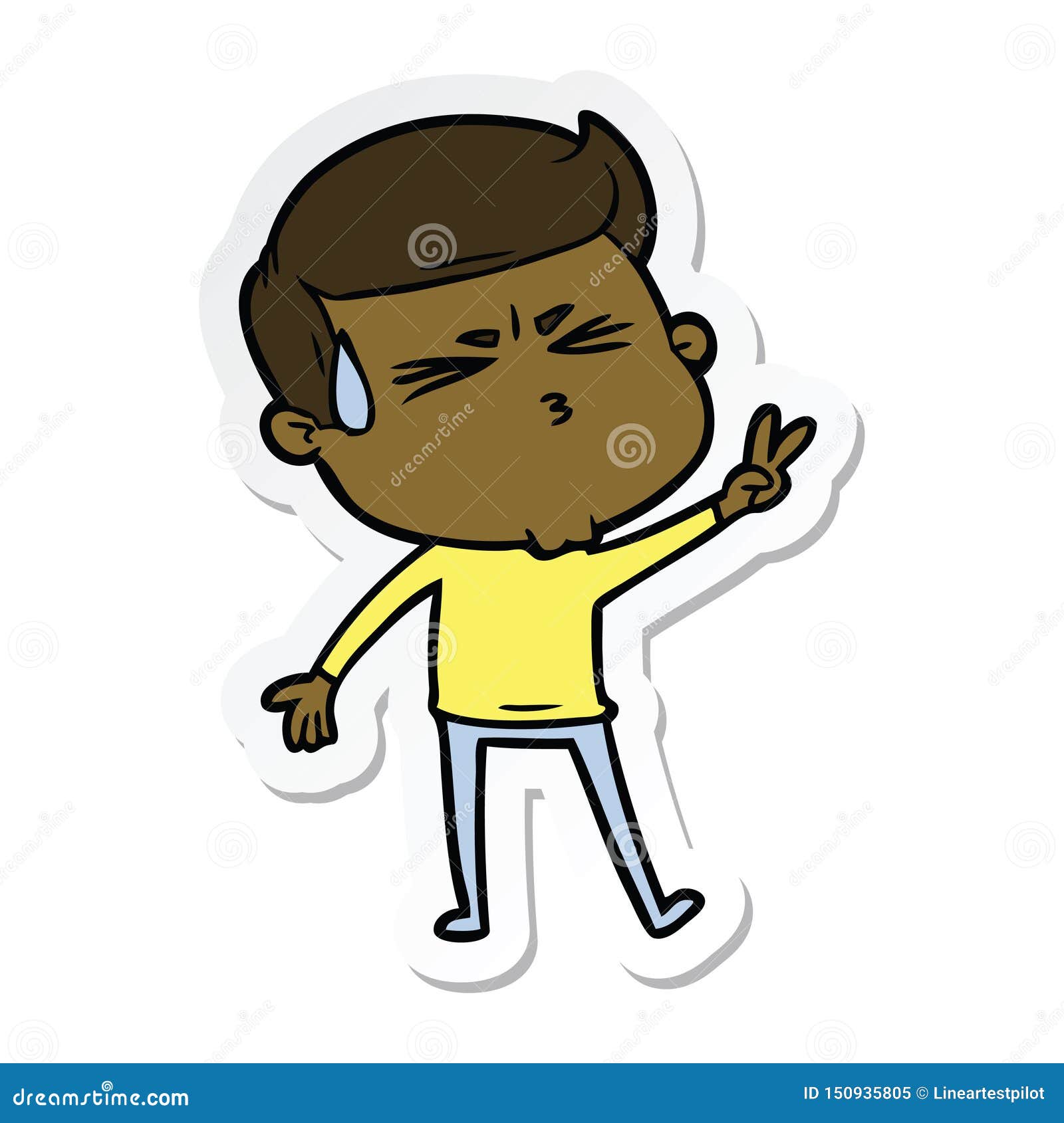 A Creative Sticker of a Cartoon Man Sweating Stock Vector ...