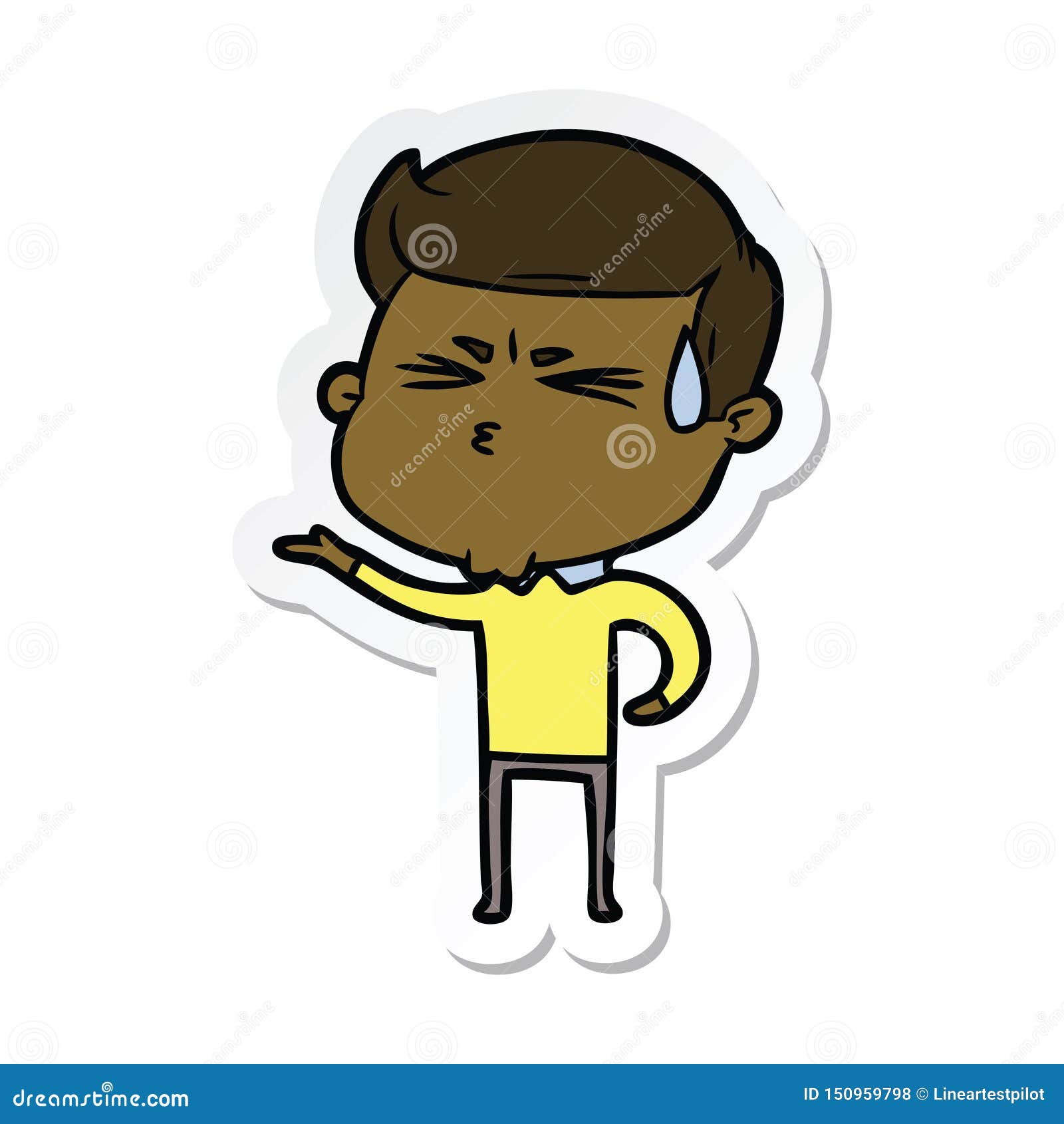 A Creative Sticker of a Cartoon Man Sweating Stock Vector ...