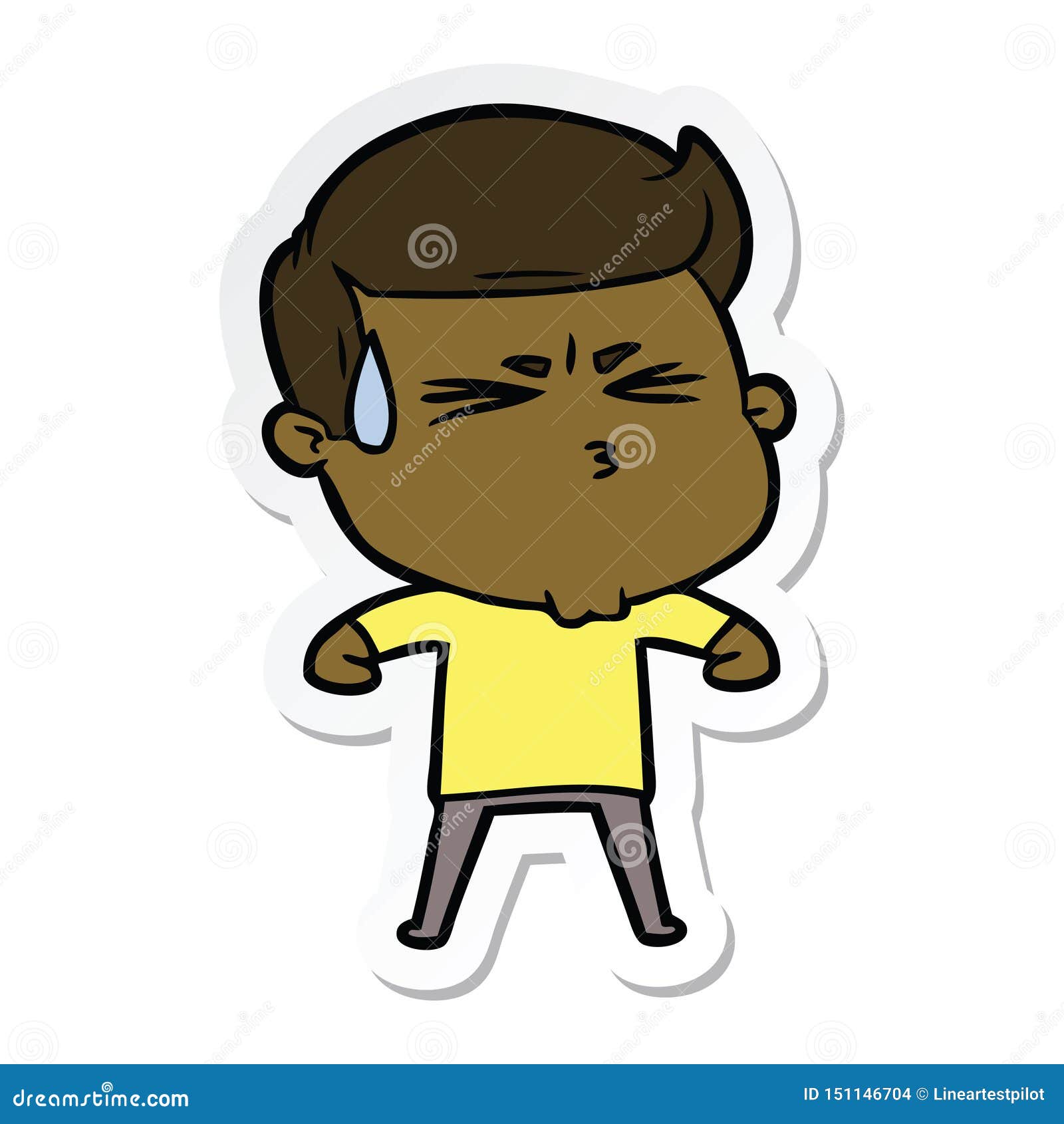 Cartoon Of Sweating Man In Hot Summer Heat Hiding Under Umbrella Vector ...