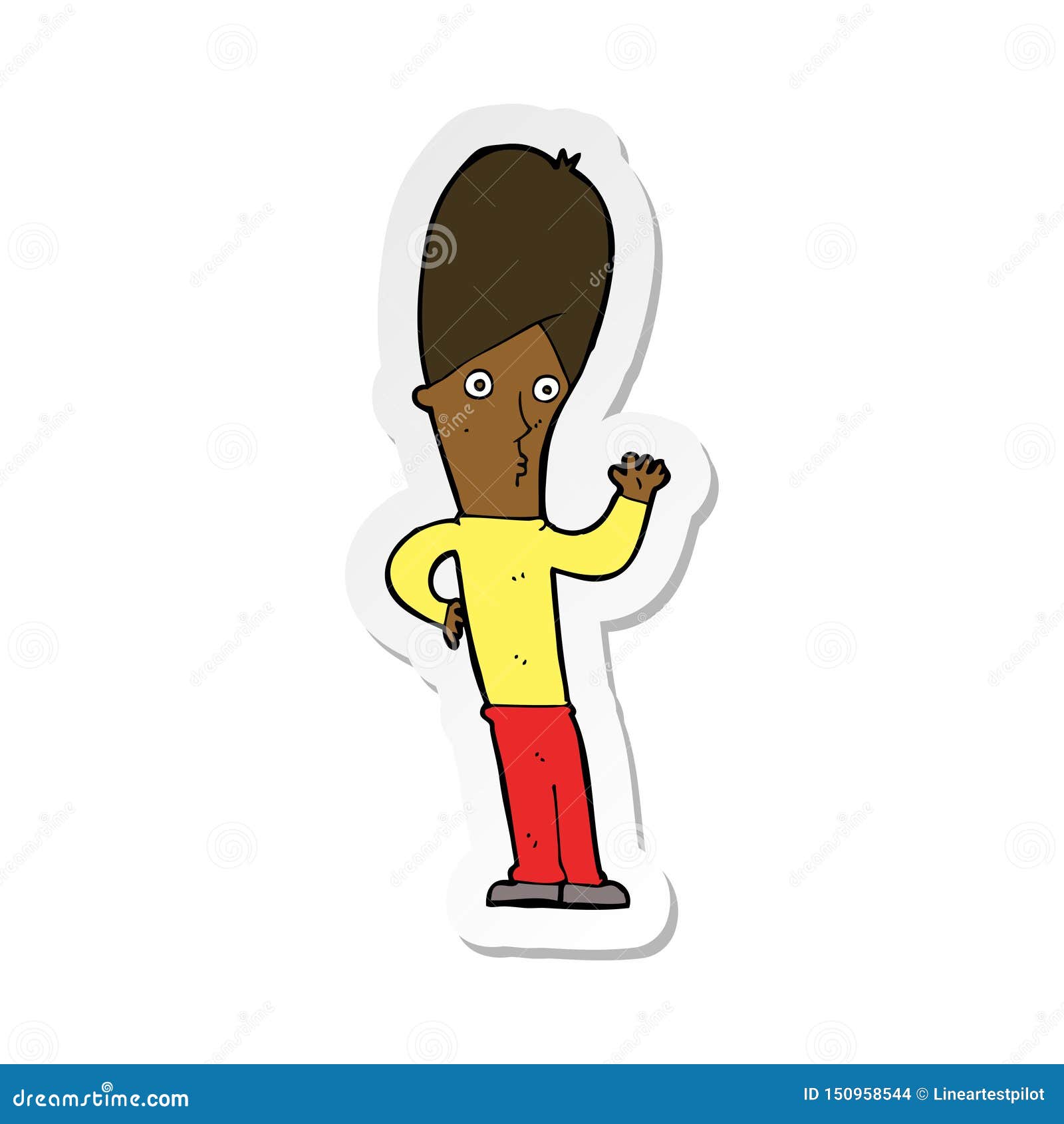 A Creative Sticker of a Cartoon Man Waving Stock Vector - Illustration ...