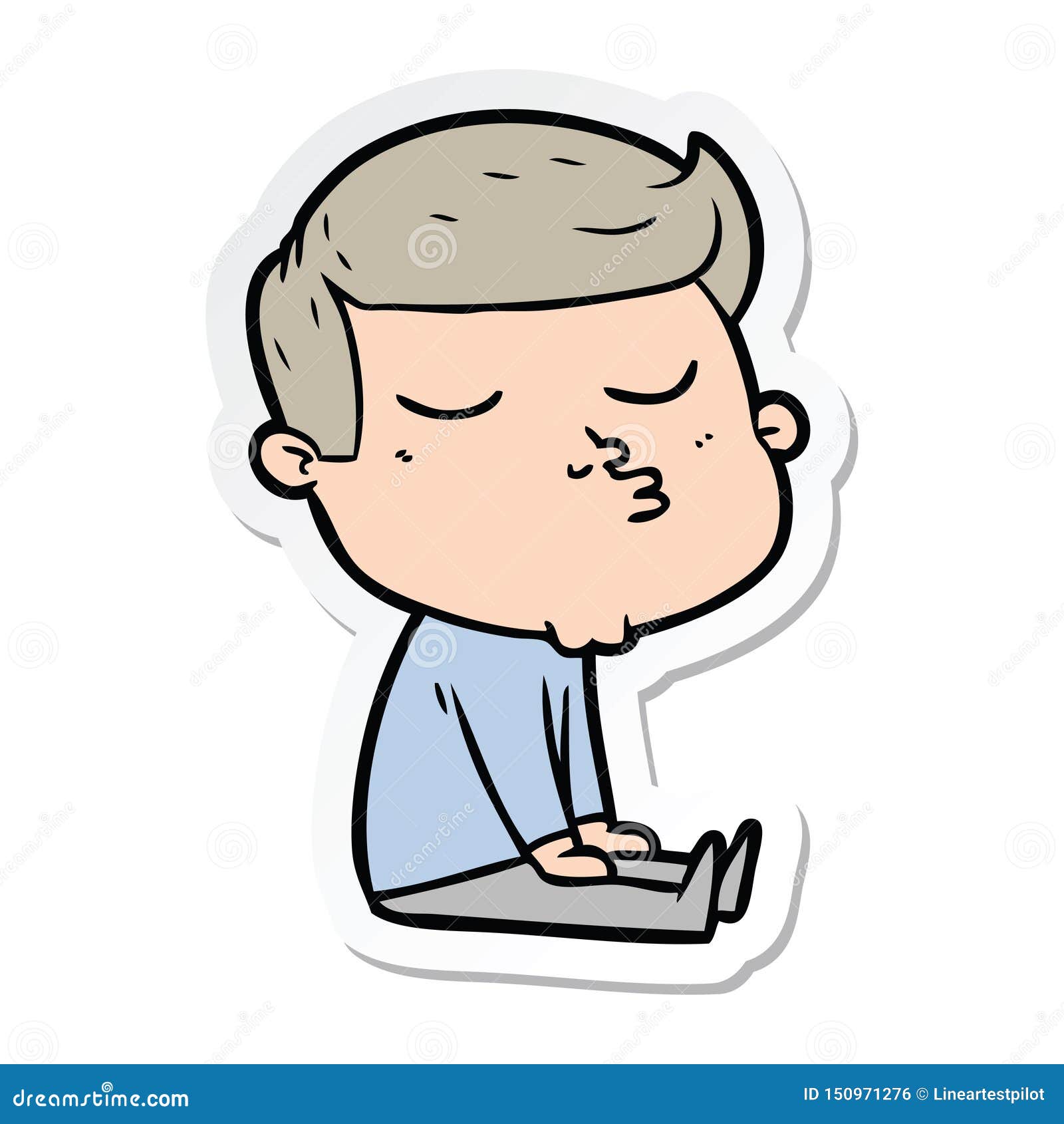 A Creative Sticker of a Cartoon Model Guy Pouting Stock Vector ...