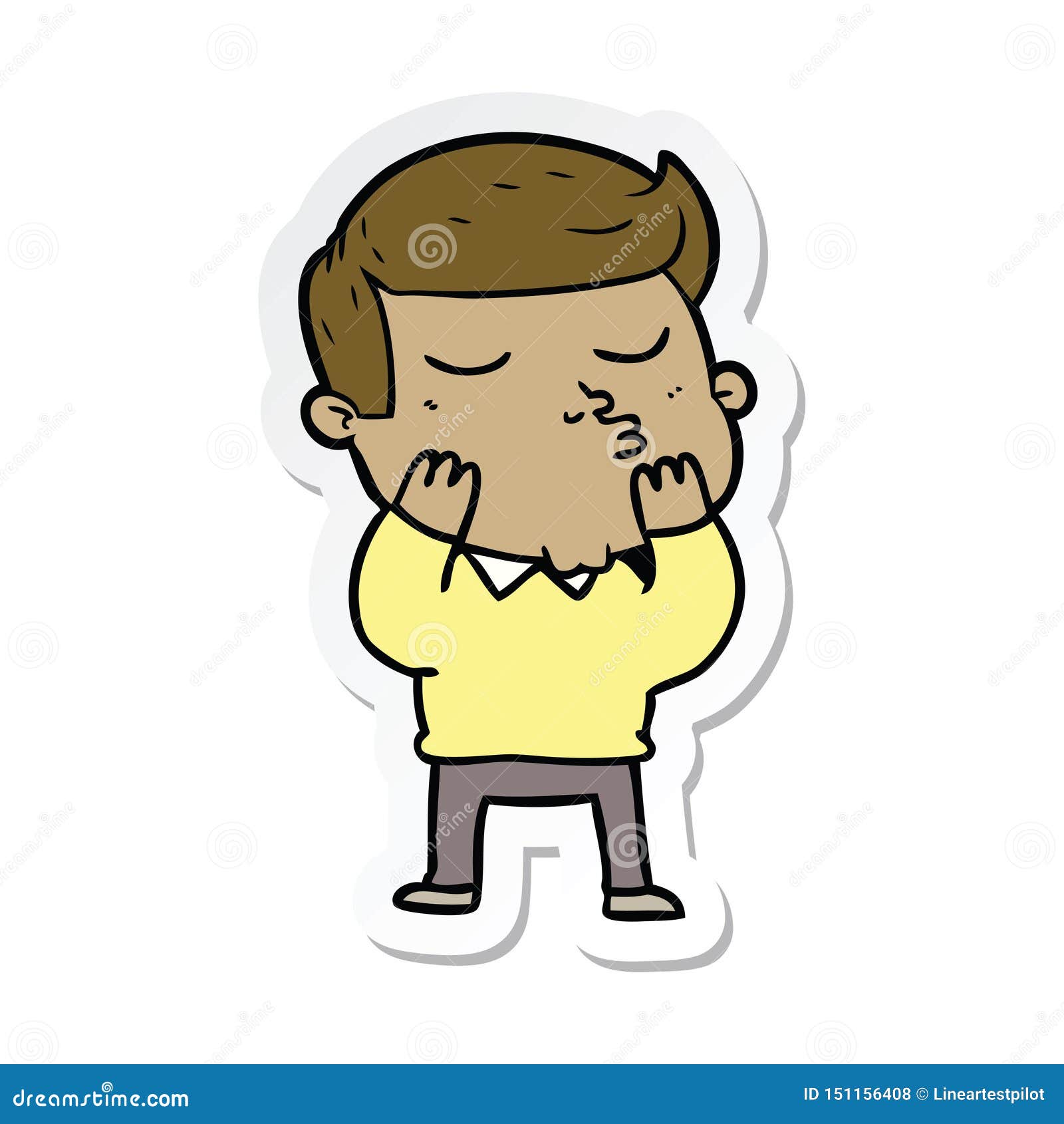 A Creative Sticker of a Cartoon Model Guy Pouting Stock Vector ...