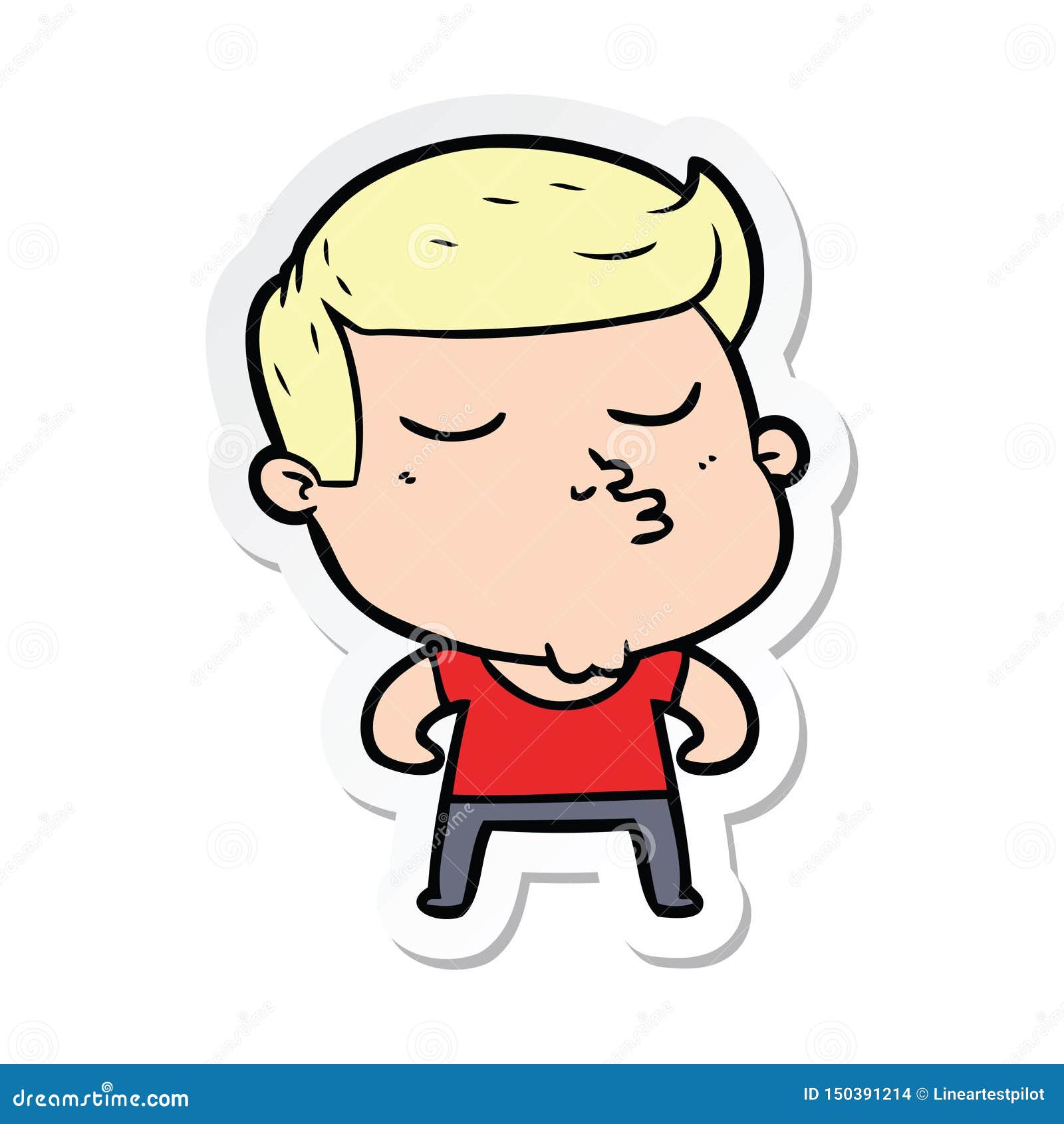 Sticker of a Cartoon Model Guy Pouting Stock Vector - Illustration of ...