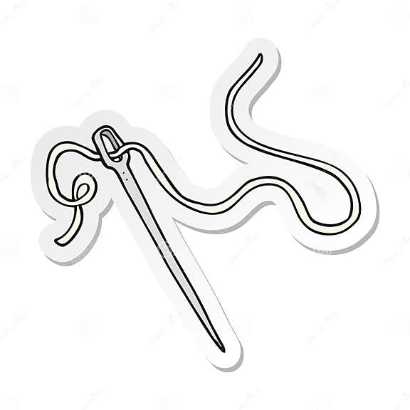 A Creative Sticker of a Cartoon Needle and Thread Stock Vector ...