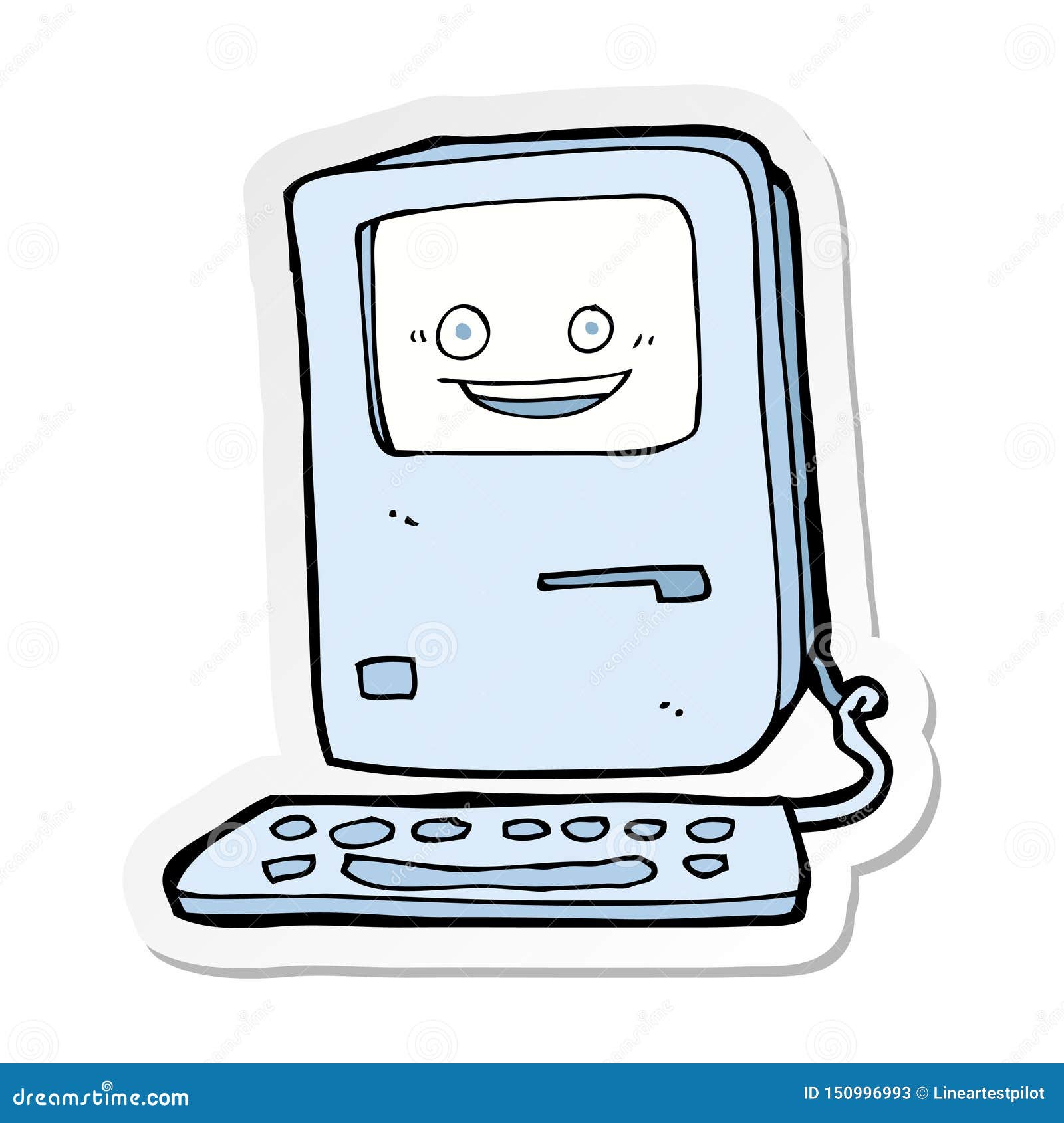 A Creative Sticker of a Cartoon Old Computer Stock Vector ...