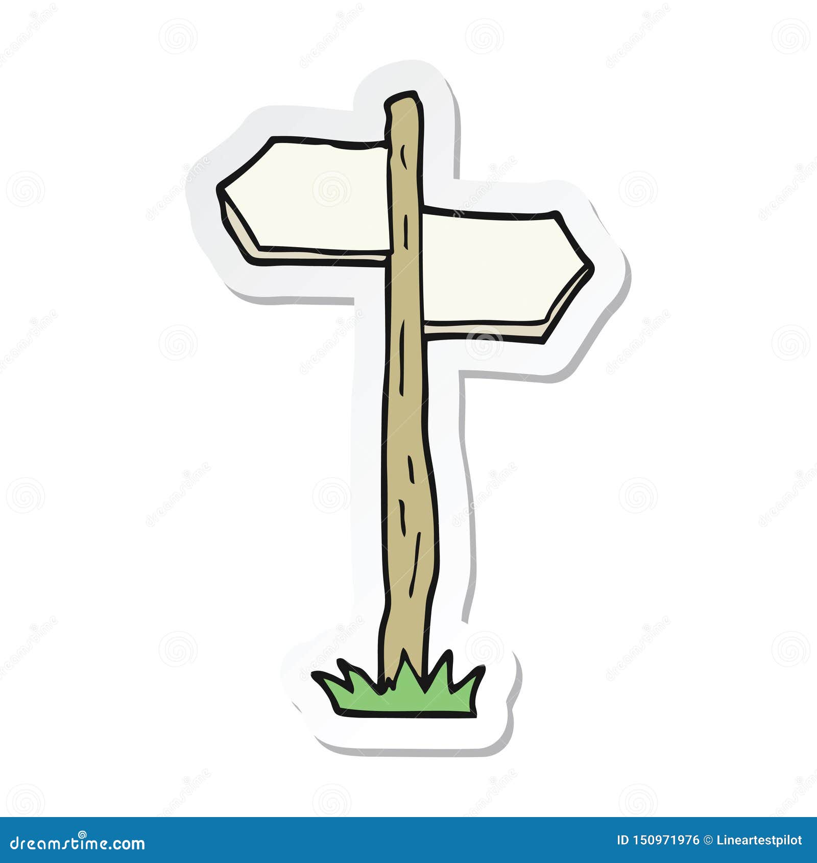 A Creative Sticker of a Cartoon Old Direction Sign Stock Vector ...