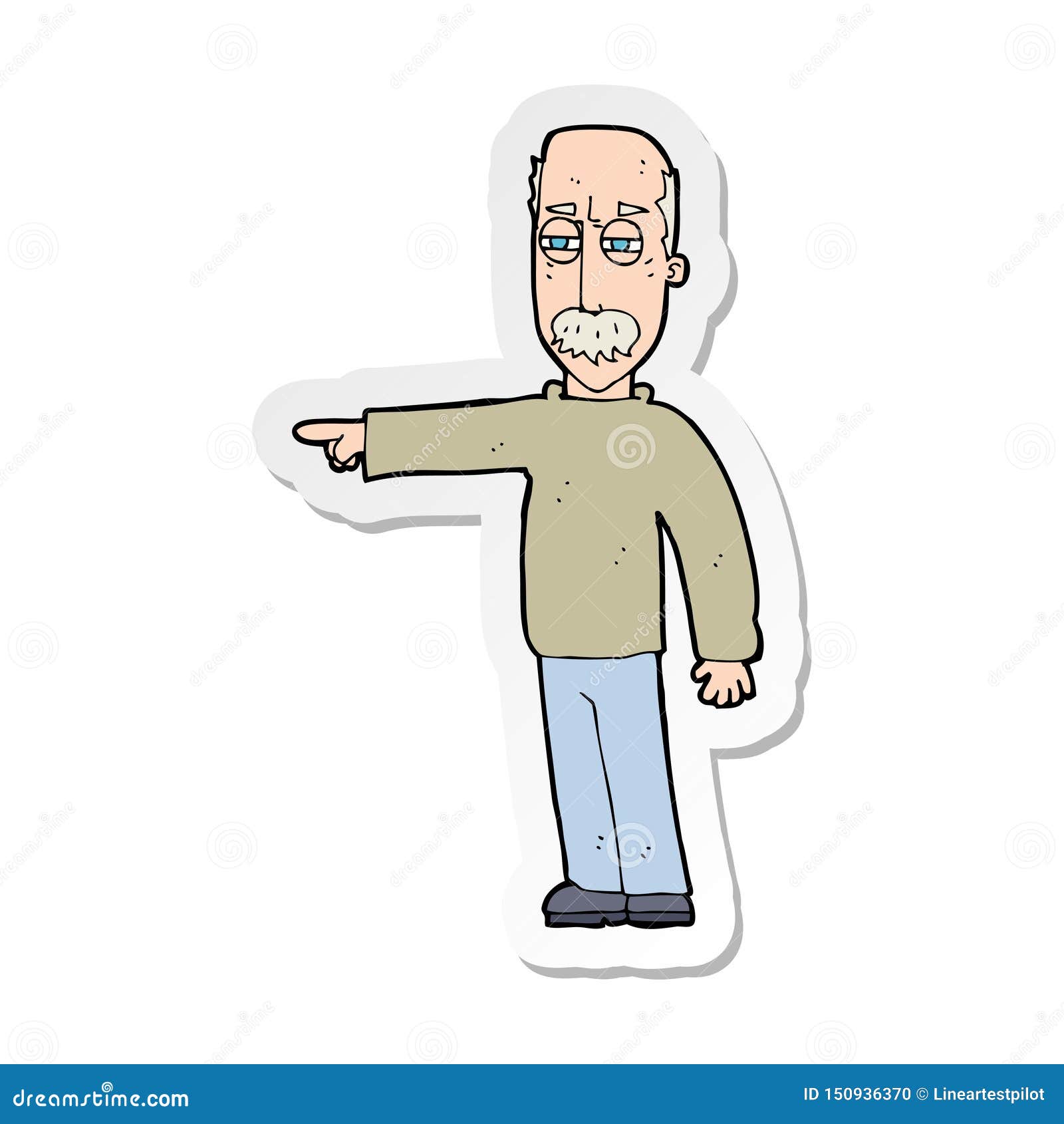 A Creative Sticker of a Cartoon Old Man Gesturing Get Out Stock Vector ...